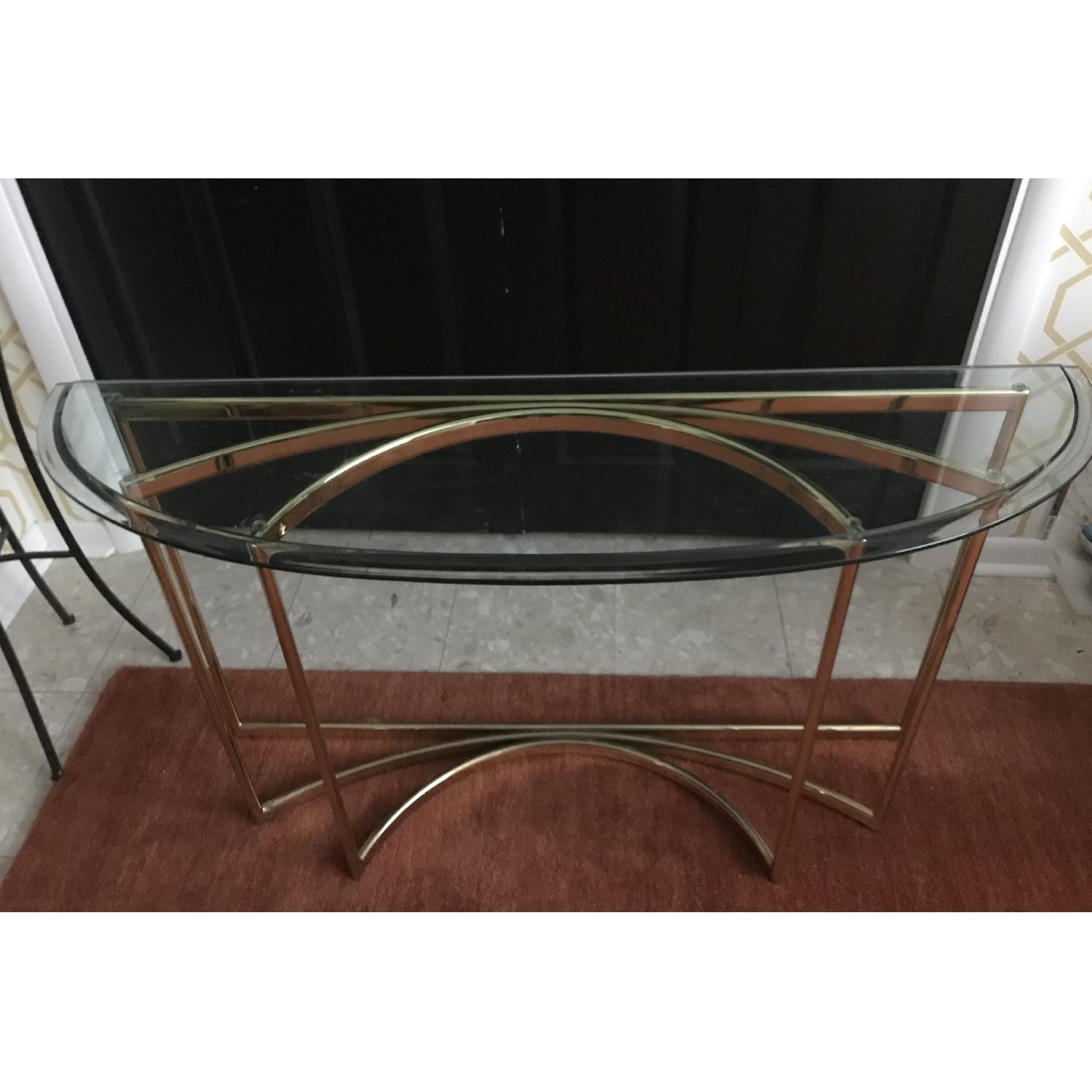 Modern Brass & Glass Console Table - AptDeco