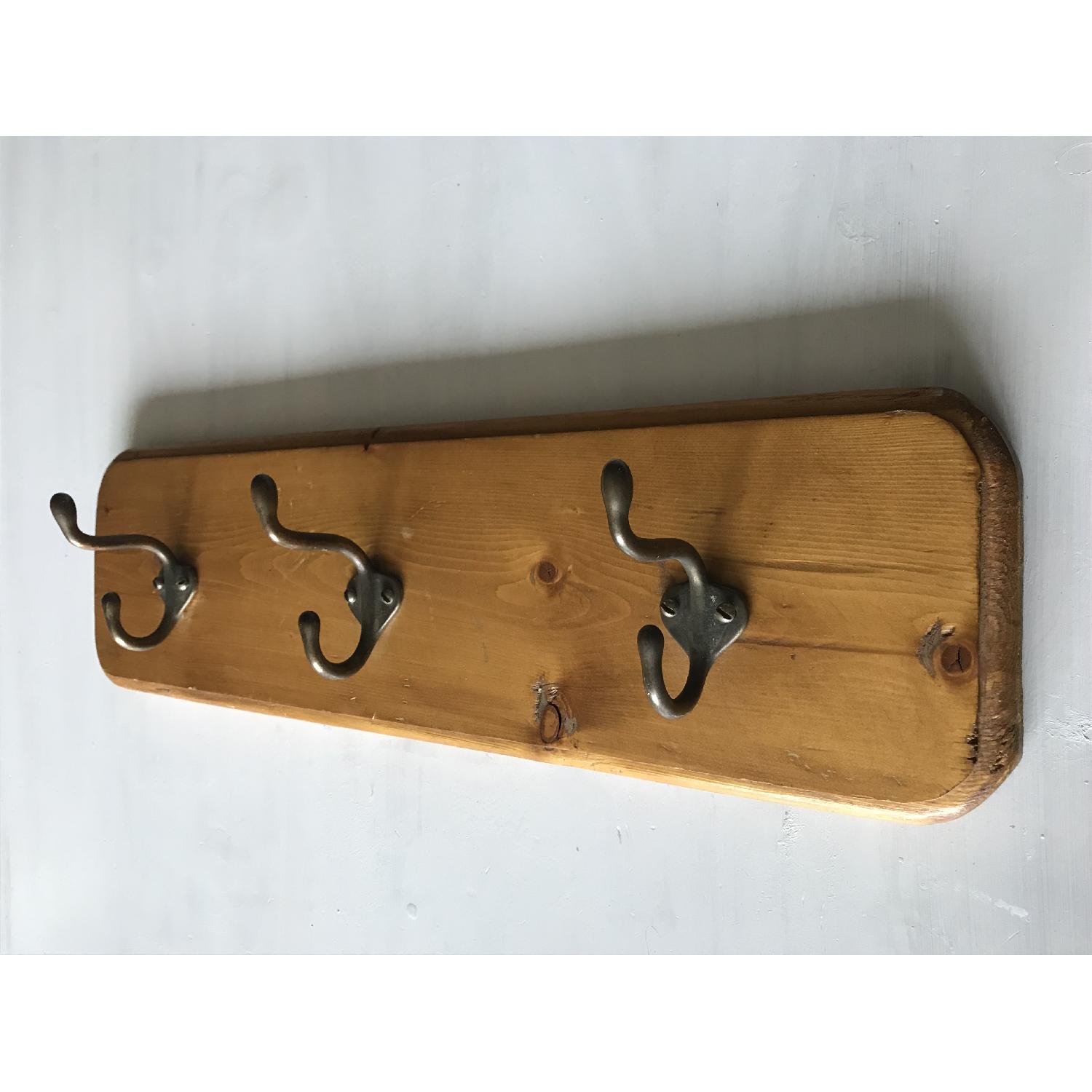 Vintage Wood Wall Hook Rack - AptDeco