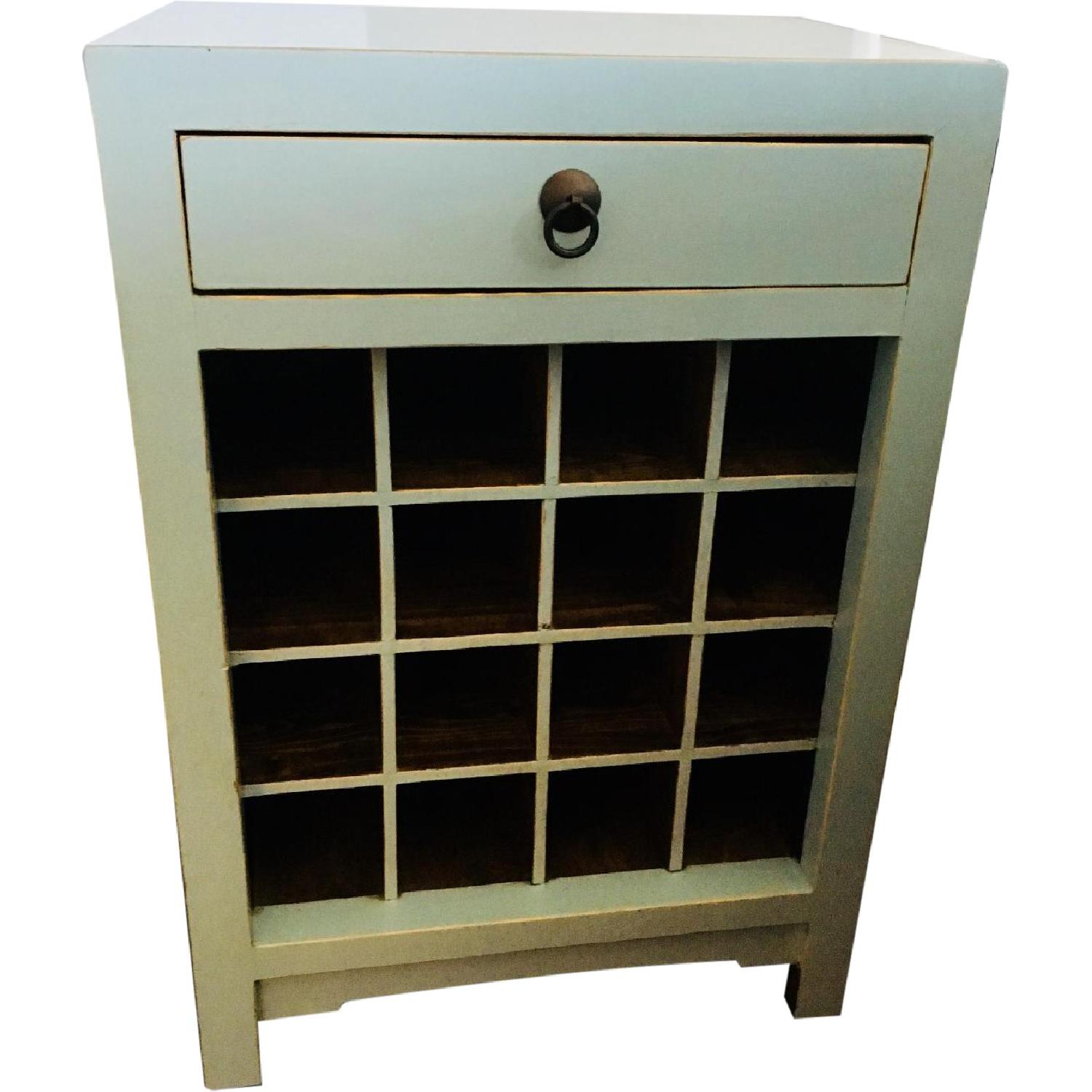 Wood Side Table w/ Wine Rack - AptDeco