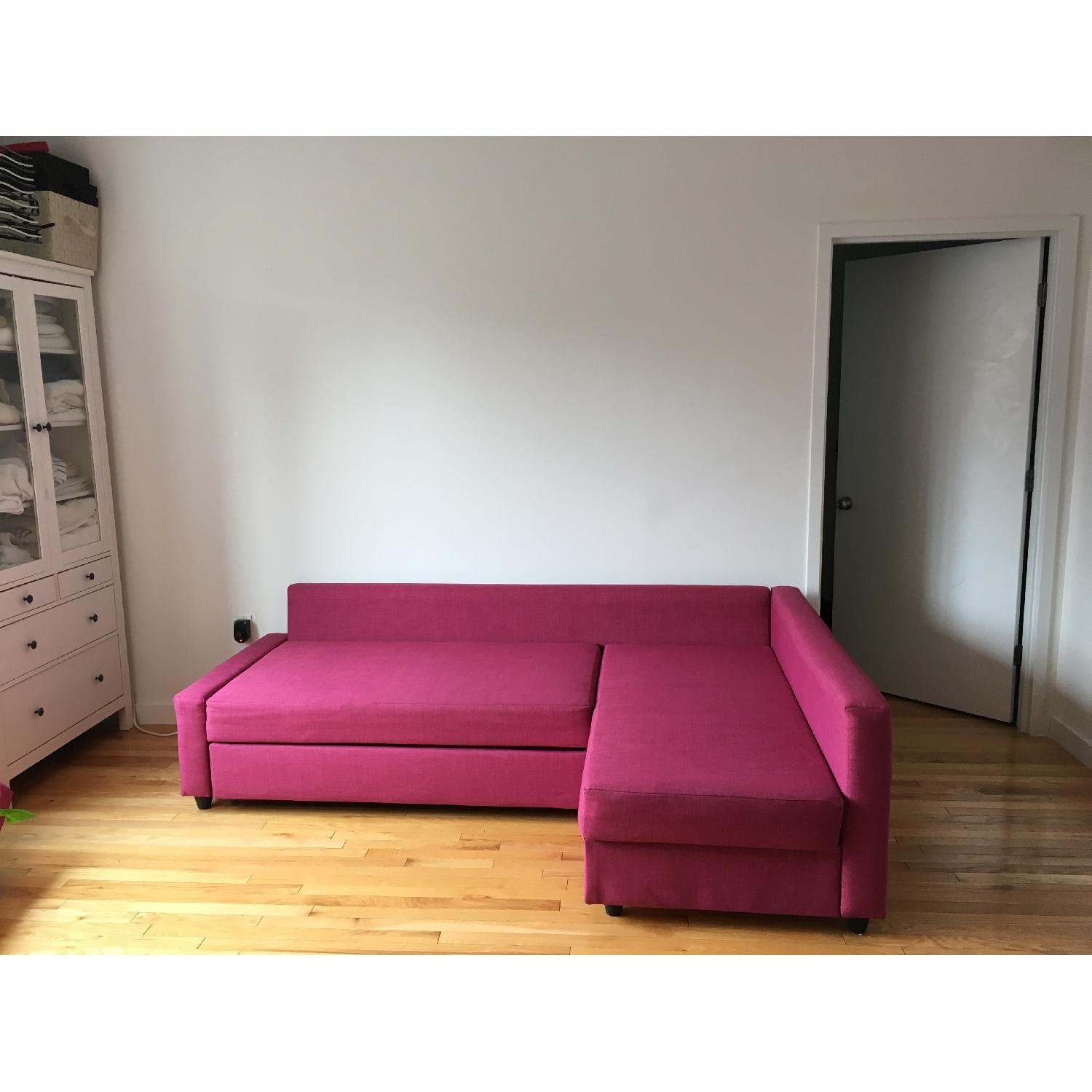 Ikea Friheten Pink L Shaped Sofa w Pullout Bed Storage