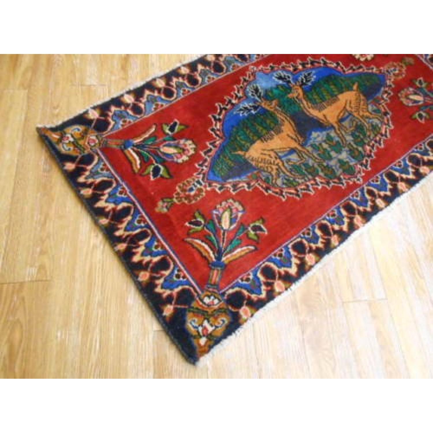 Vintage Persian Hunting Scenery Rug/ Wall Hanging - AptDeco