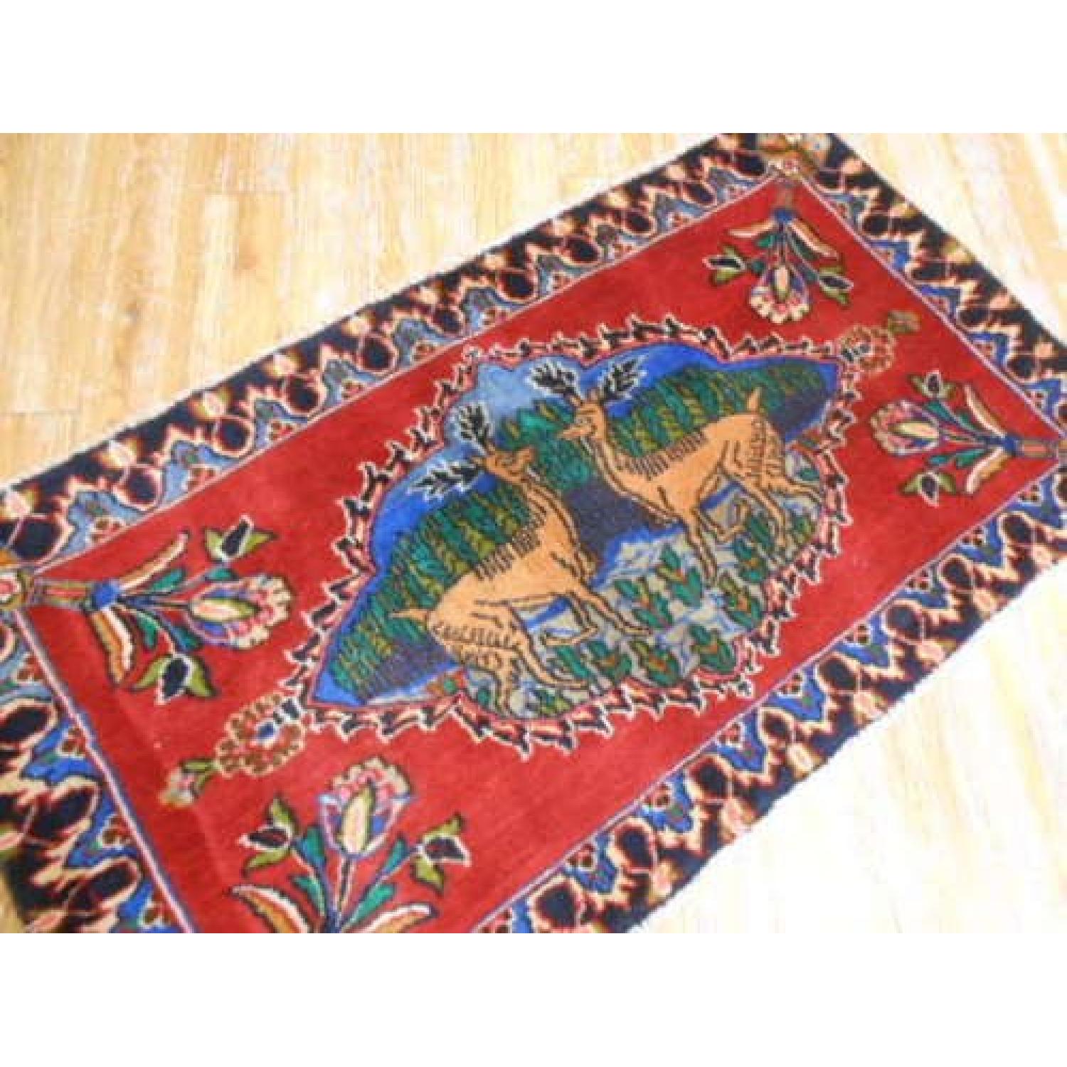 Vintage Persian Hunting Scenery Rug/ Wall Hanging - AptDeco