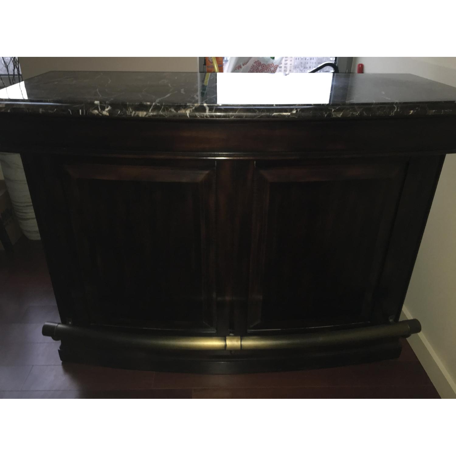 Wood & Italian Marble Top Bar w/ 2 Stools - AptDeco