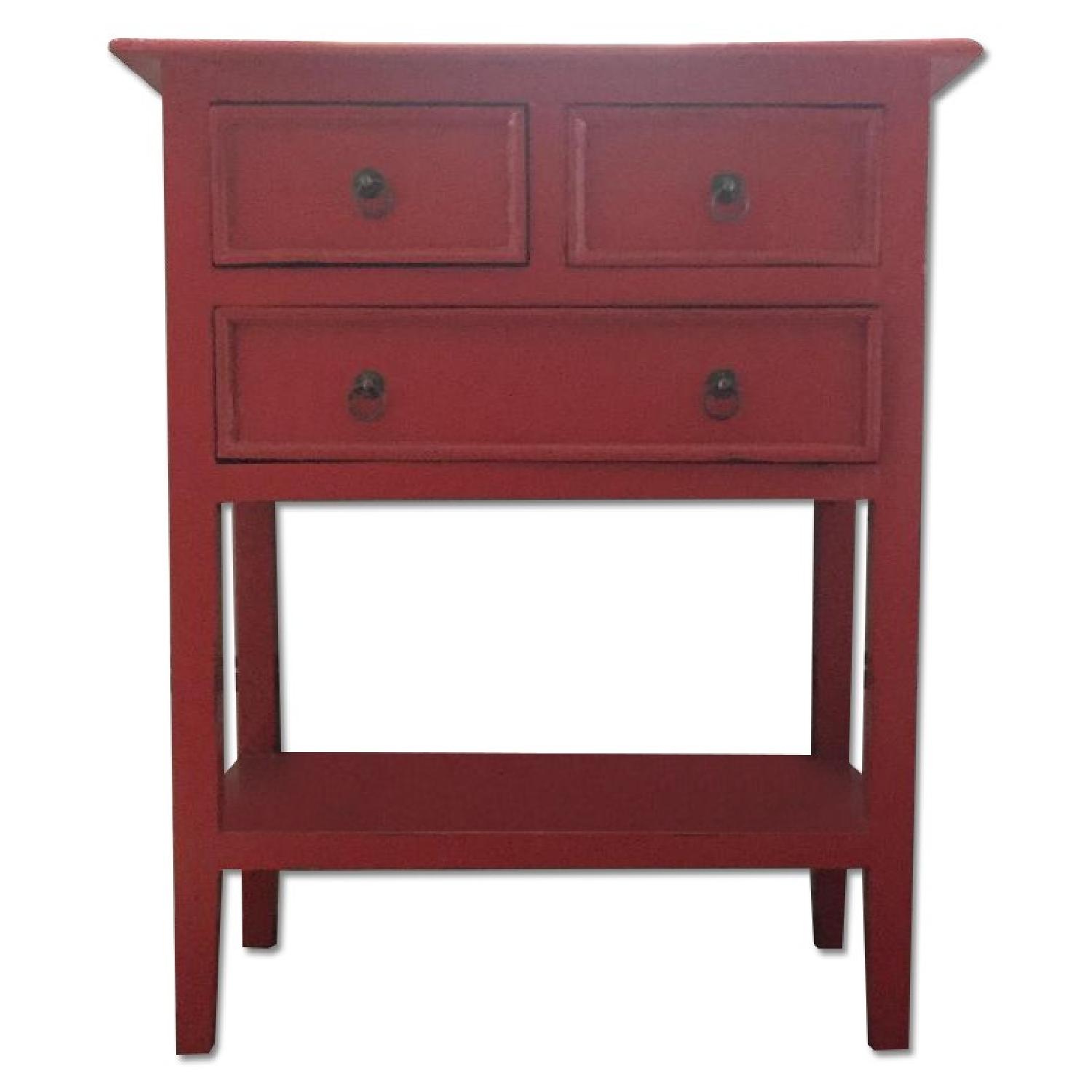Red Lacquer Side Tables - Pair - AptDeco
