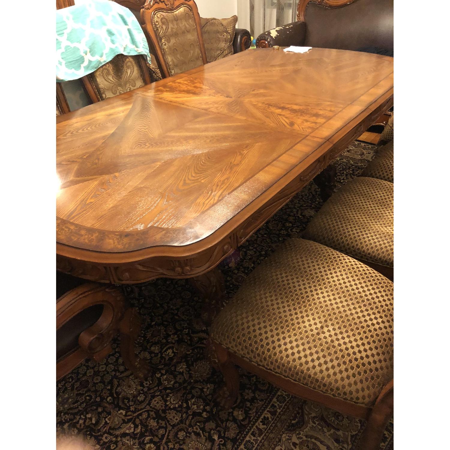 Acme Dresden Double Pedestal Dining Table w/ 8 Chairs - AptDeco