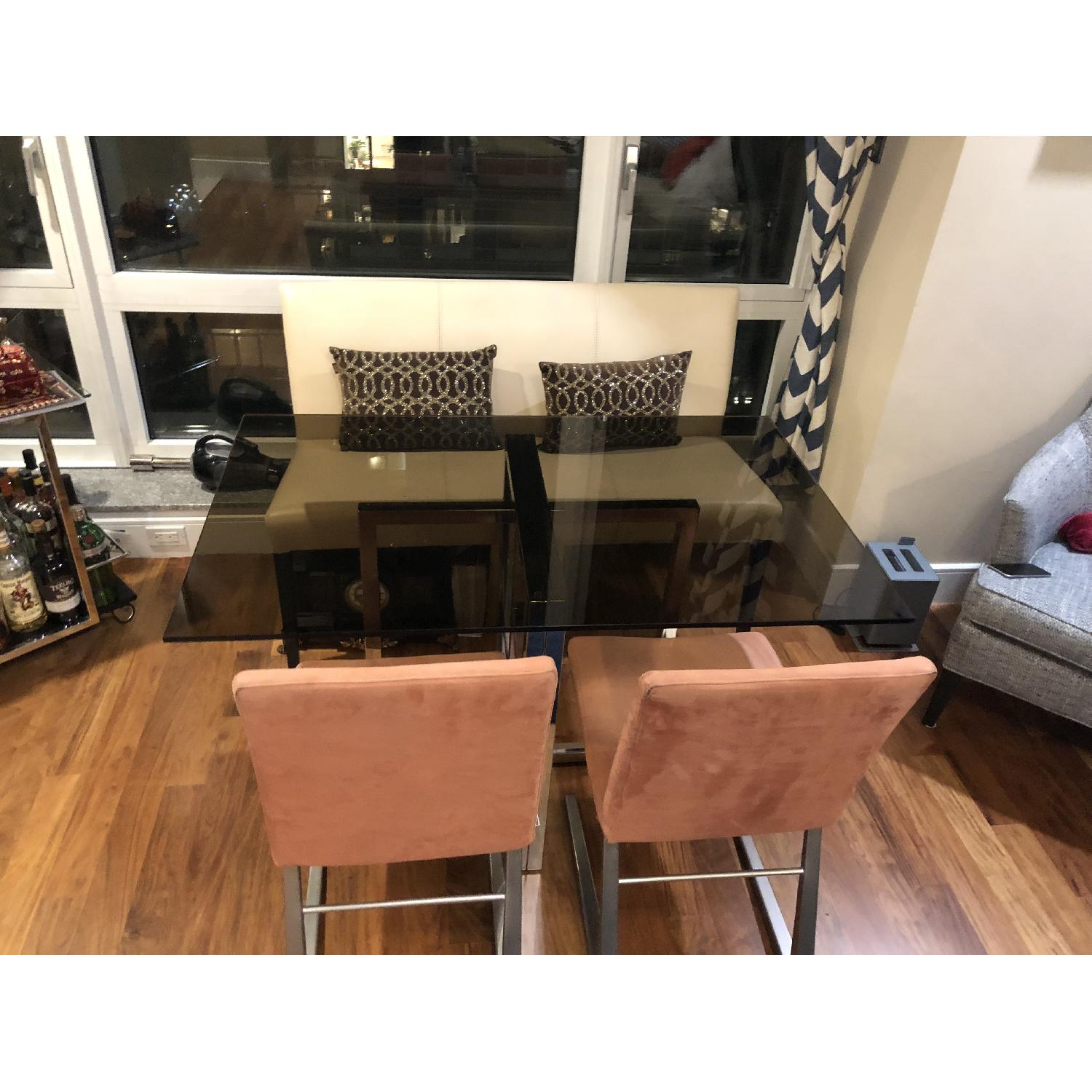 CB2 Smoked Glass Top Dining Table - AptDeco