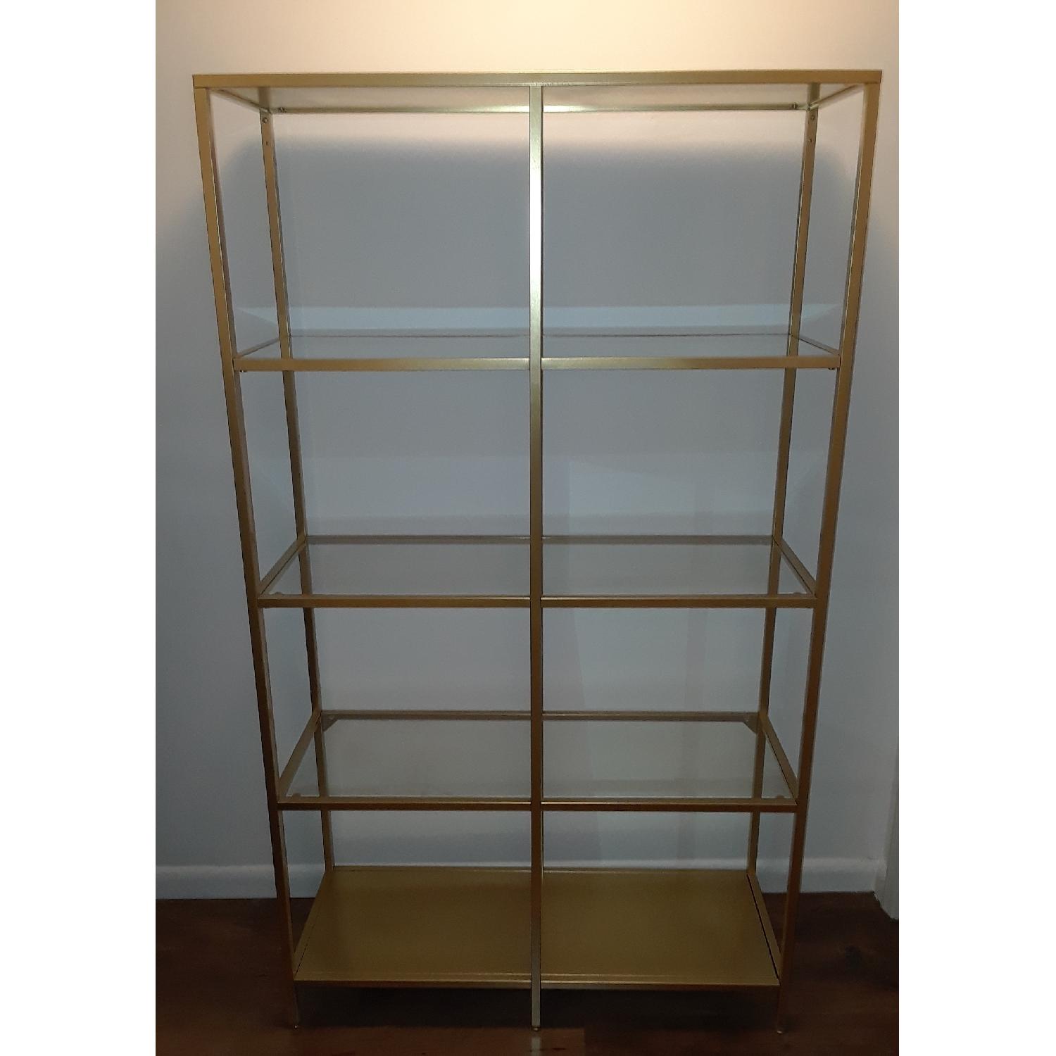 Gold Bookcase w/ Glass Shelves - AptDeco