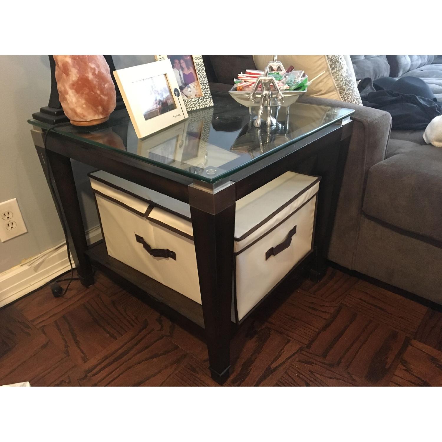 Raymour & Flanigan Dunhill Dark Wood End Table - AptDeco