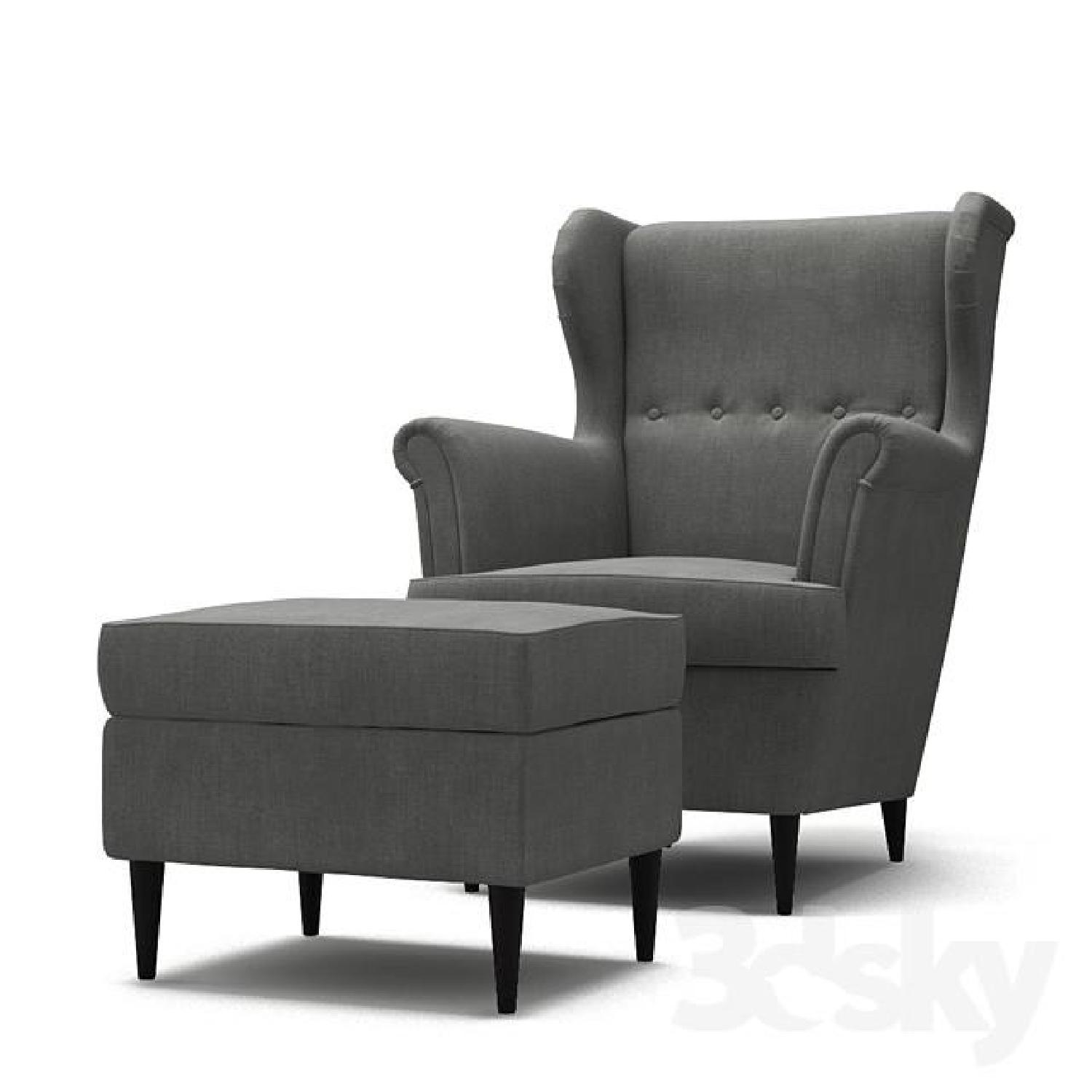 Ikea Strandmon Chair & Ottoman - AptDeco