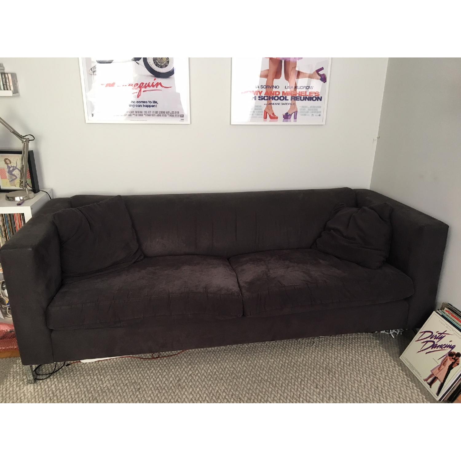 Dark Grey Suede Sofa - AptDeco