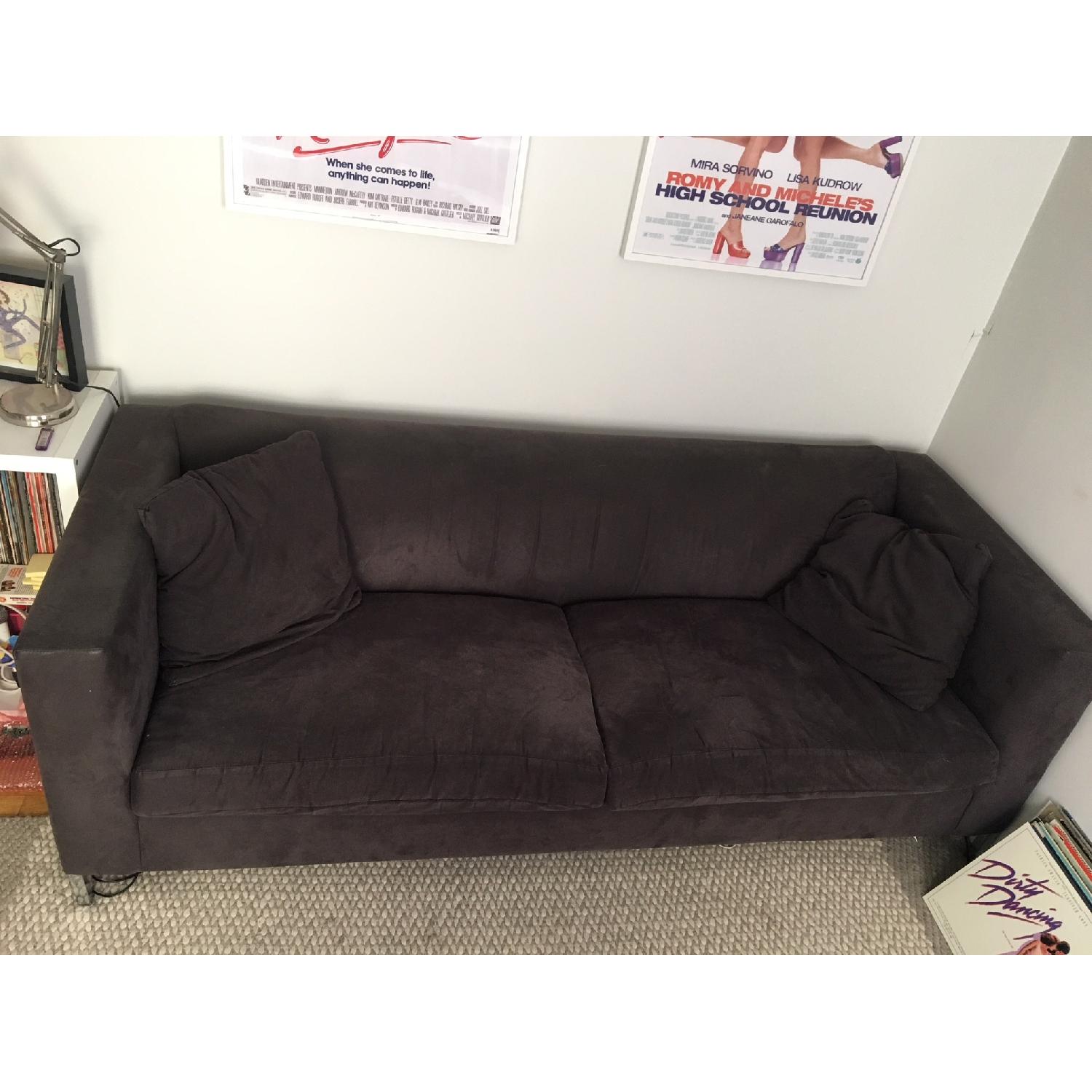 Dark Grey Suede Sofa - AptDeco
