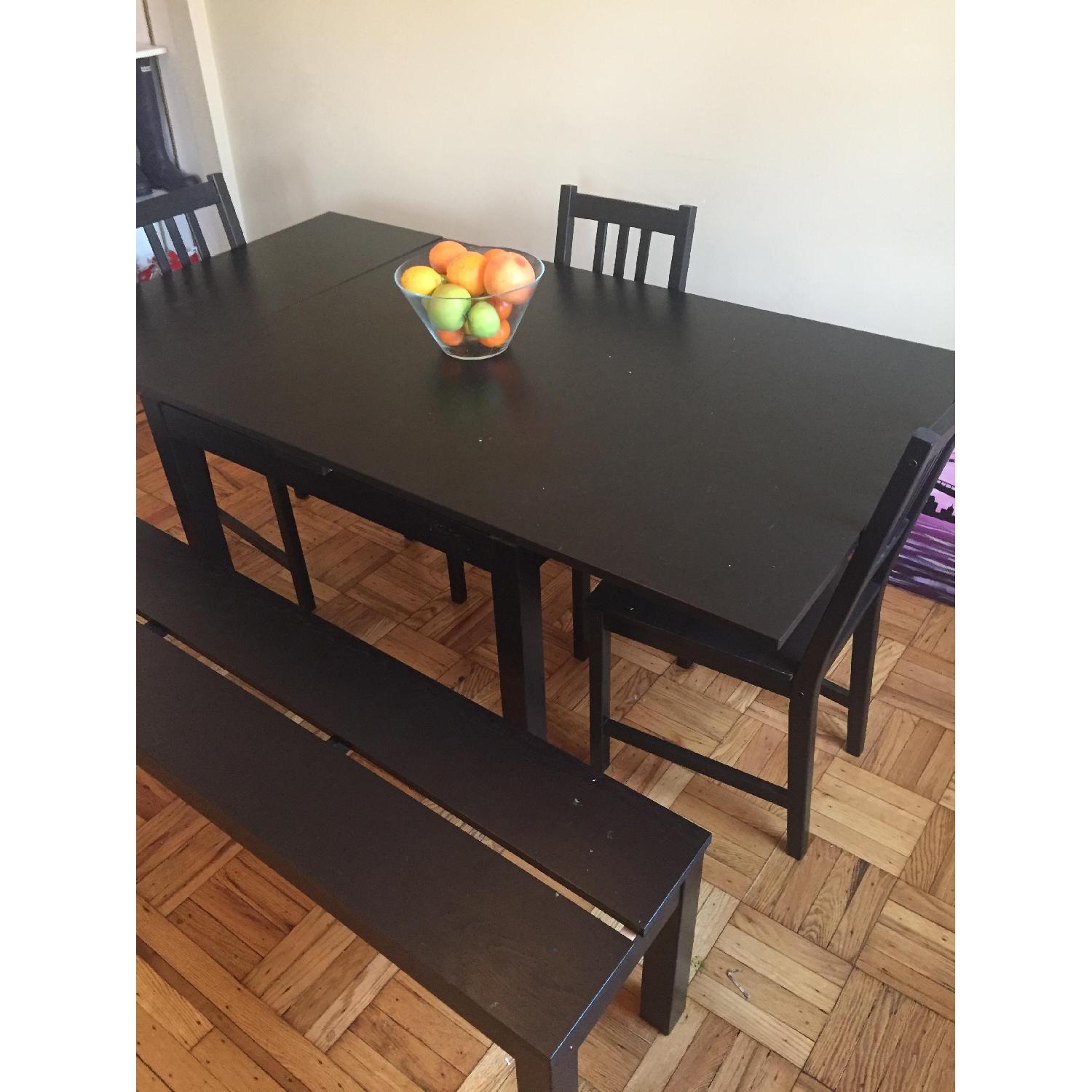 Ikea Extendable Dining Table w/ 3 Chairs + 1 Bench - AptDeco
