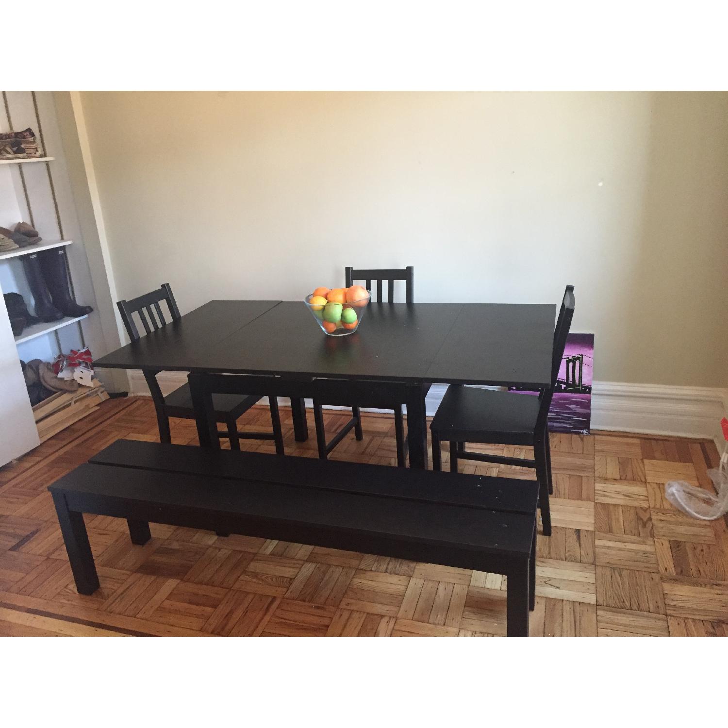 Ikea Extendable Dining Table w/ 3 Chairs + 1 Bench - AptDeco