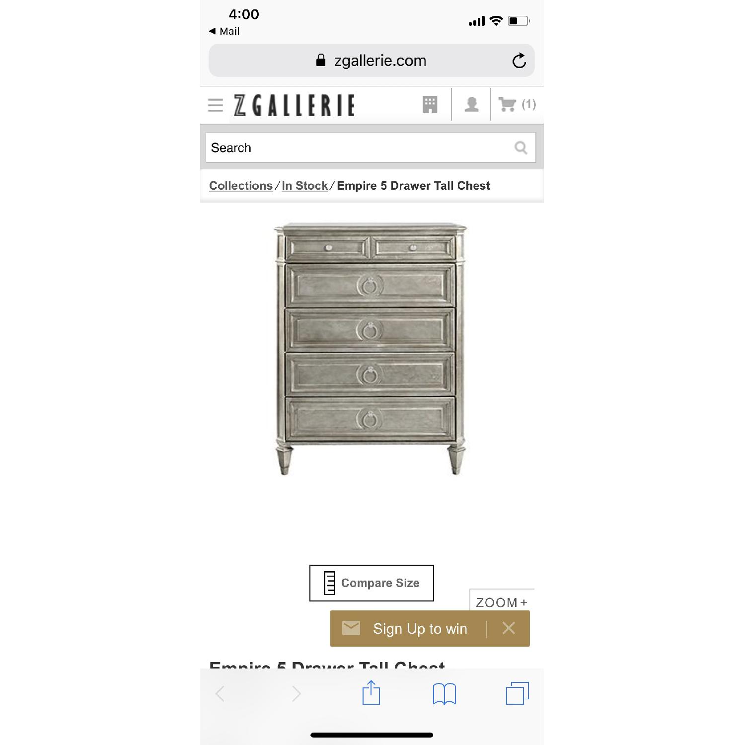Z Gallerie Empire 5-Drawer Tall Chest - AptDeco