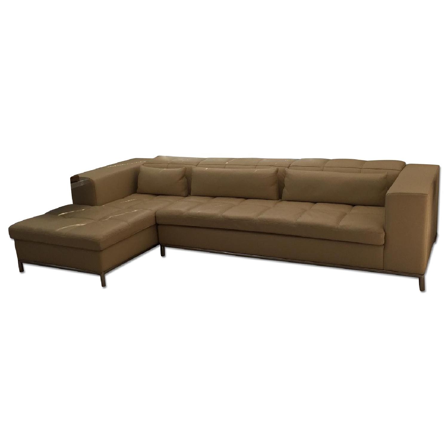 Creative Perla Leather Sectional Sofa - AptDeco