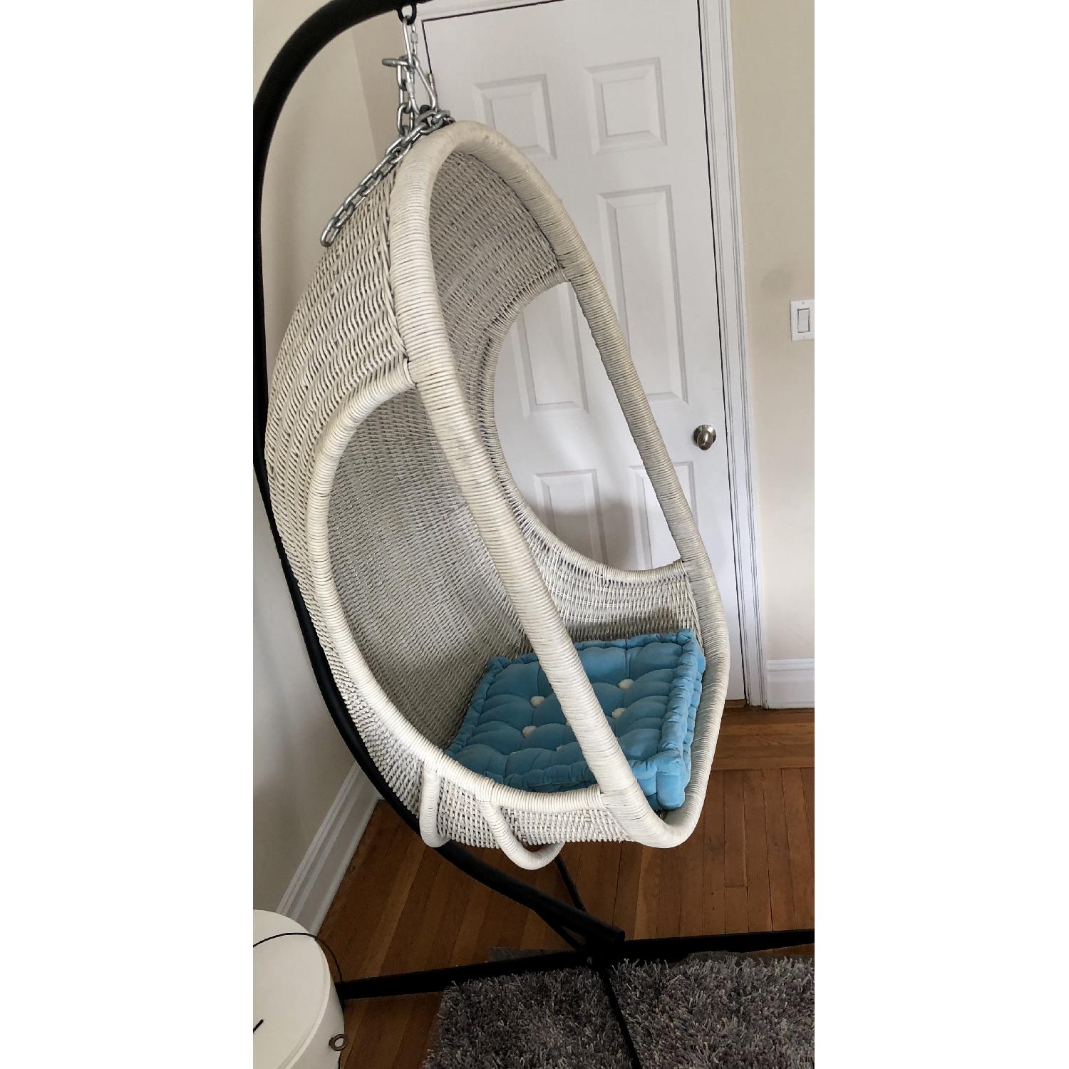 Restoration Hardware Wicker Hanging Chair w/ Stand - AptDeco
