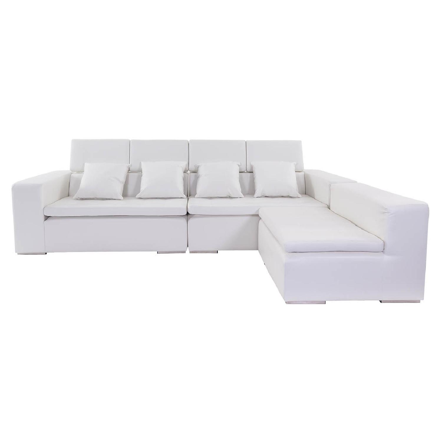 Modani Monaco White Leather Sectional Sofa - AptDeco