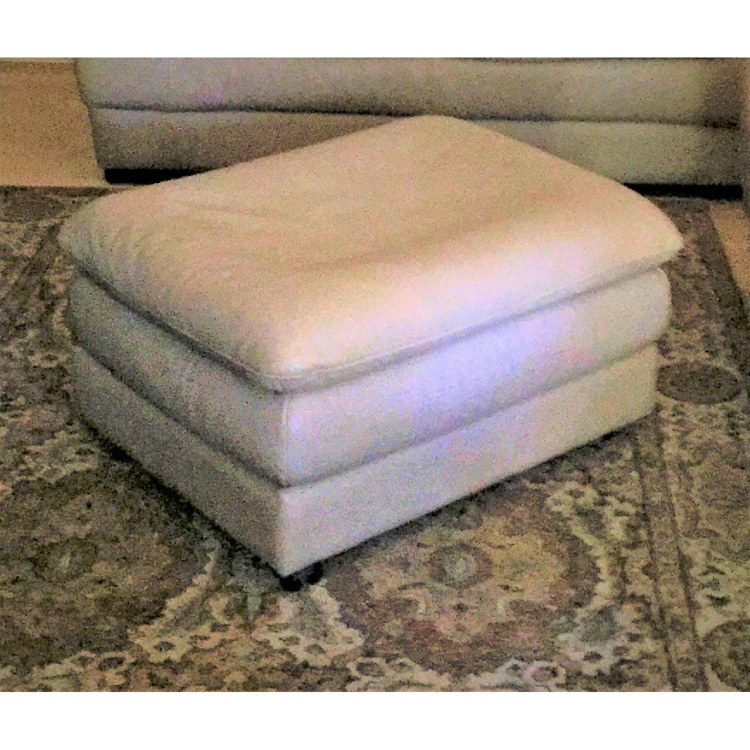 Natuzzi Beige/Natural Leather Ottoman - AptDeco