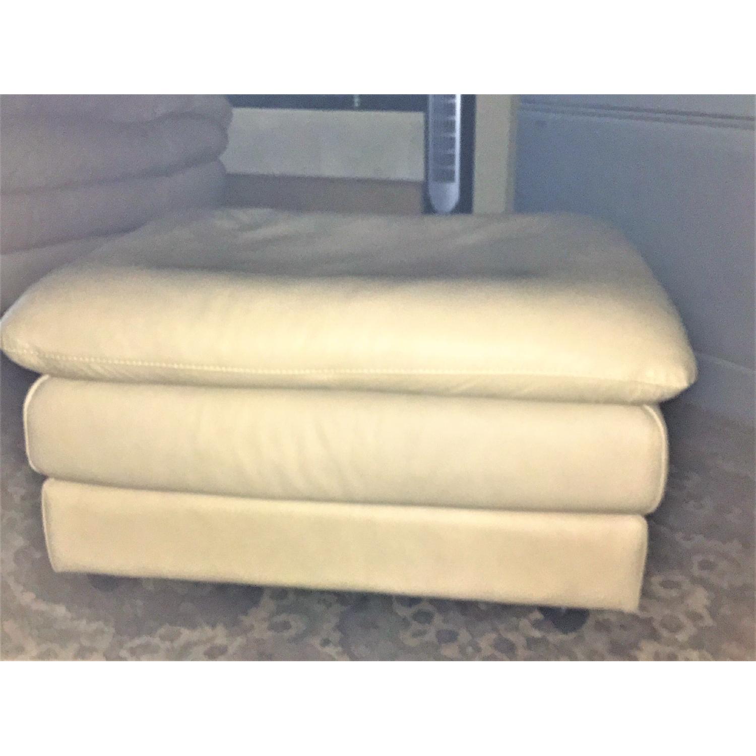 Natuzzi Beige/Natural Leather Ottoman - AptDeco