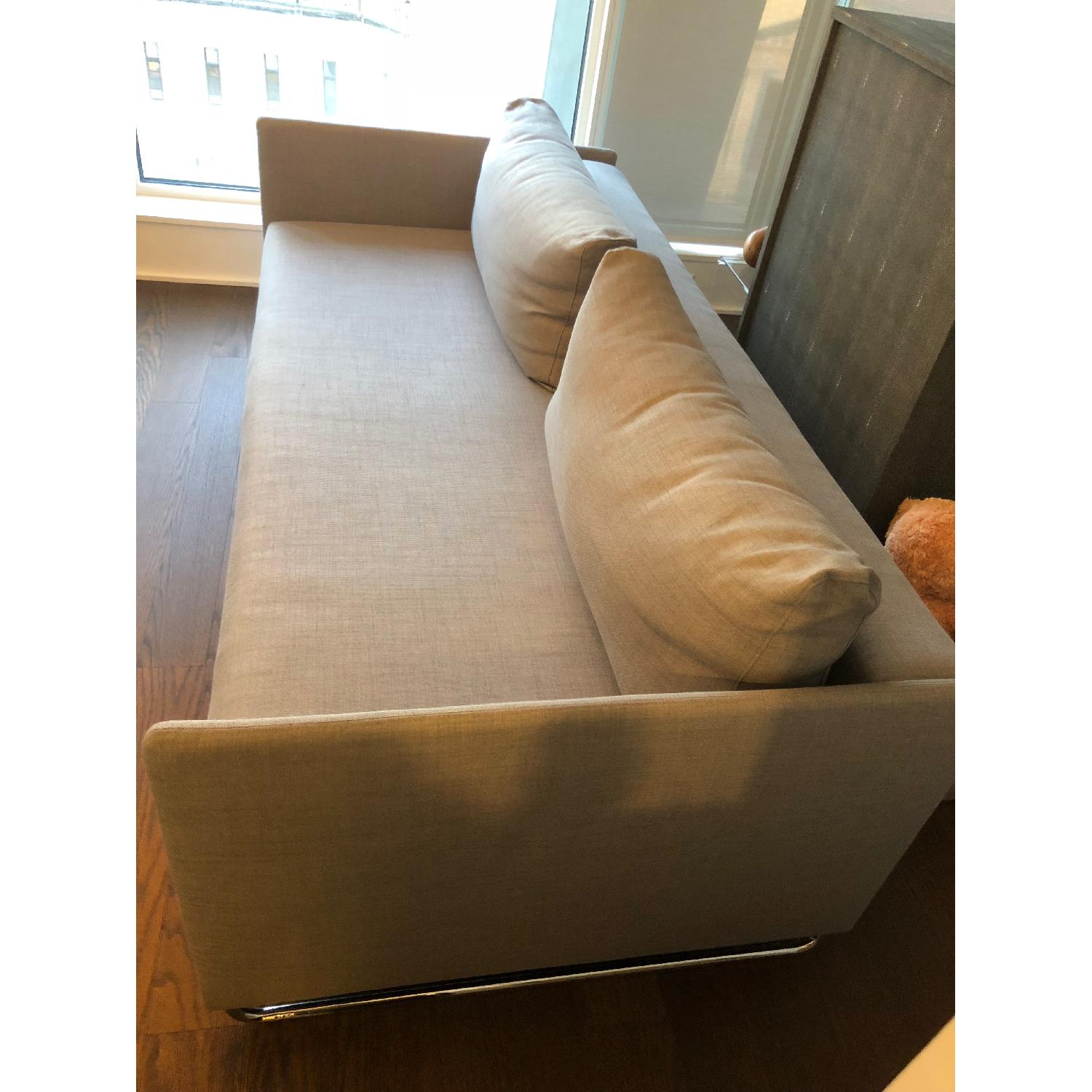 CB2 Exclusive Tandom Microgrid Grey Sleeper Sofa - AptDeco