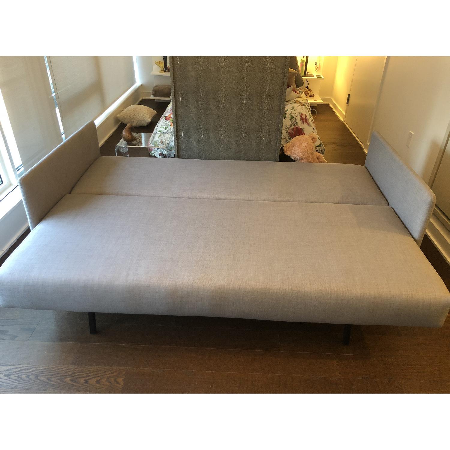 CB2 Exclusive Tandom Microgrid Grey Sleeper Sofa - AptDeco