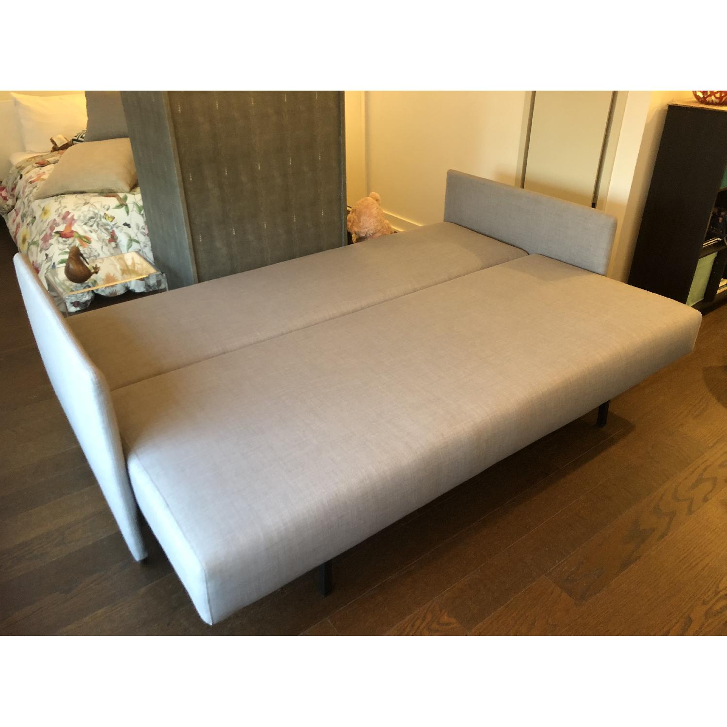 CB2 Exclusive Tandom Microgrid Grey Sleeper Sofa - AptDeco