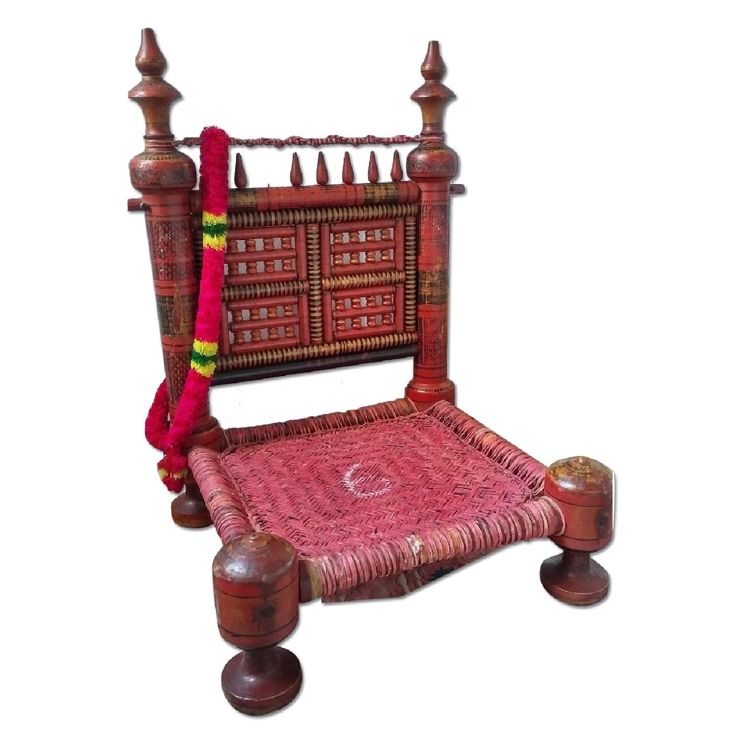 Vintage Style Indian Low Accent Chair - AptDeco