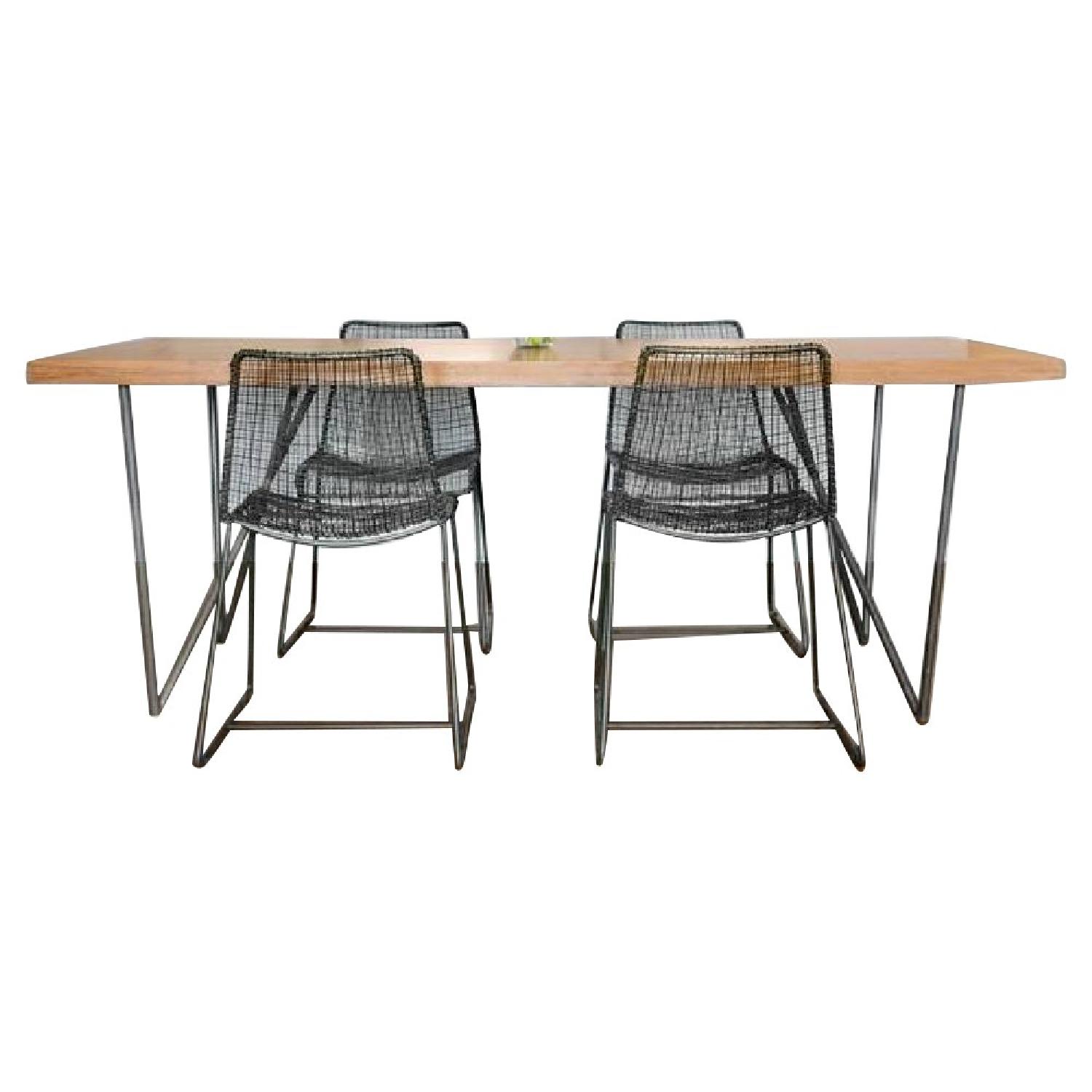 CB2 Dylan Dining Table w/ 4 CB2 Reed Chairs - AptDeco