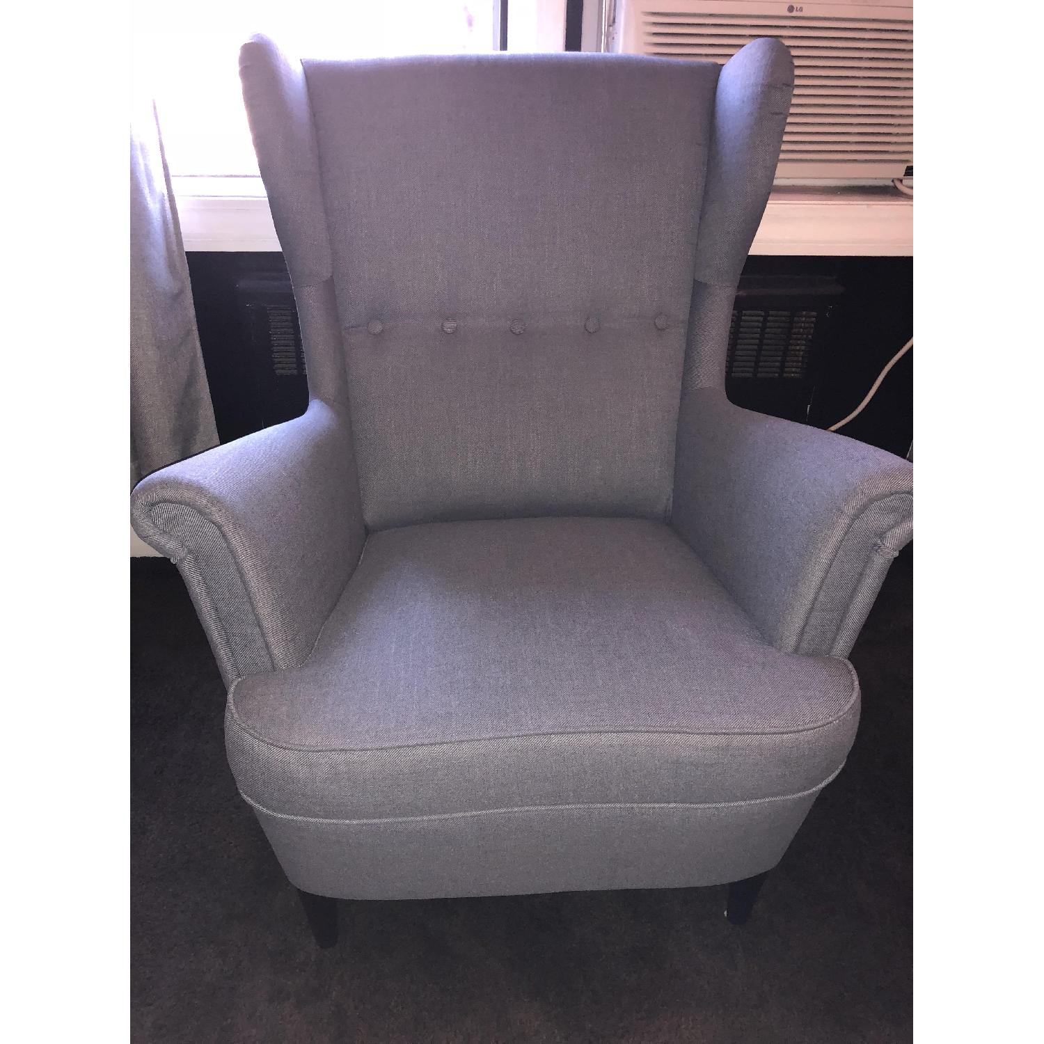 Ikea Strandmon Dark Grey Wing Chair - AptDeco