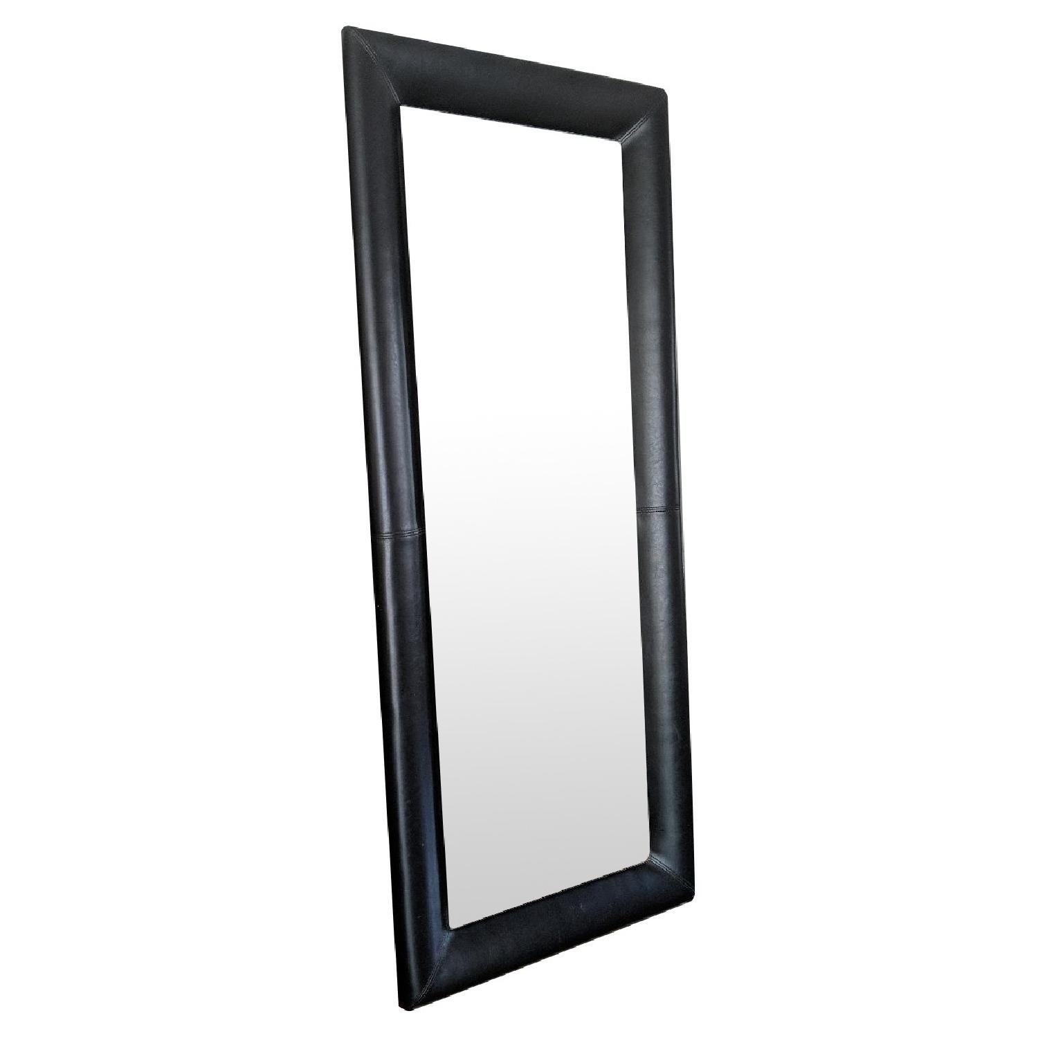 Natuzzi Leather Frame Modern Standing Wall Mirror - AptDeco