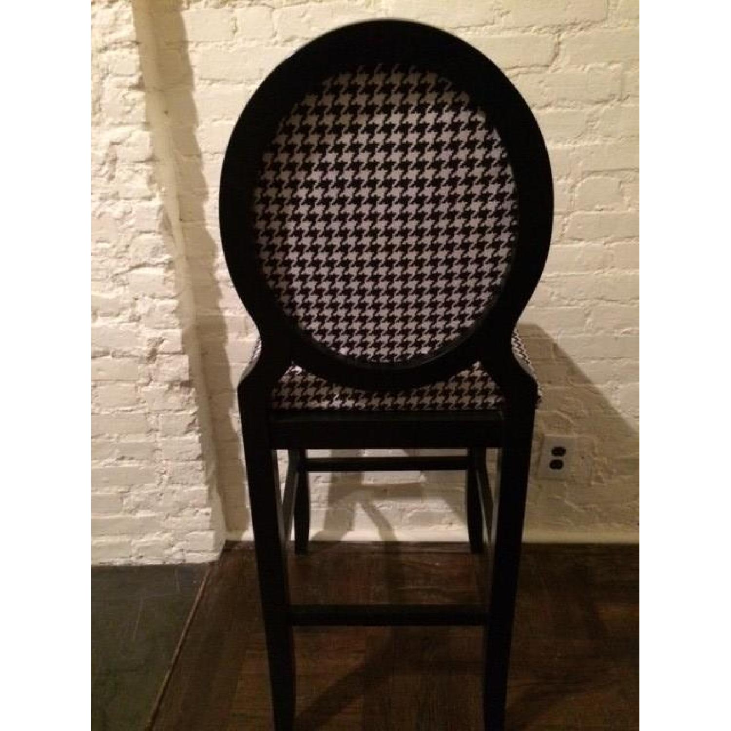 Black & White Checkered Morris Oval Back Bar Stool - AptDeco