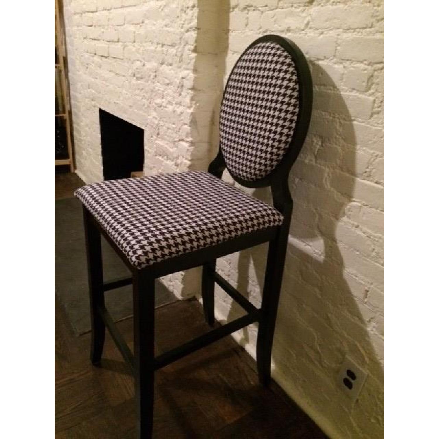 Black & White Checkered Morris Oval Back Bar Stool - AptDeco