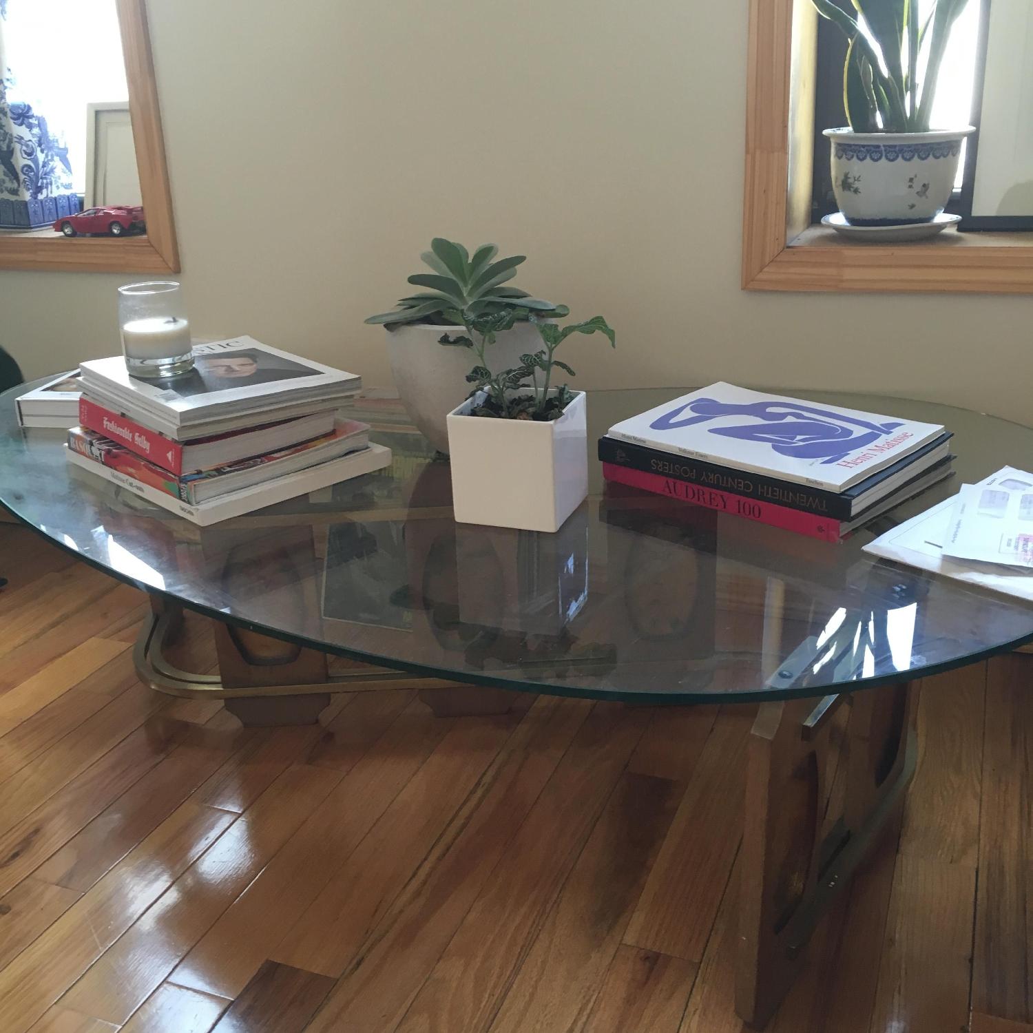Mid Century Modern Glass Top Coffee Table - AptDeco