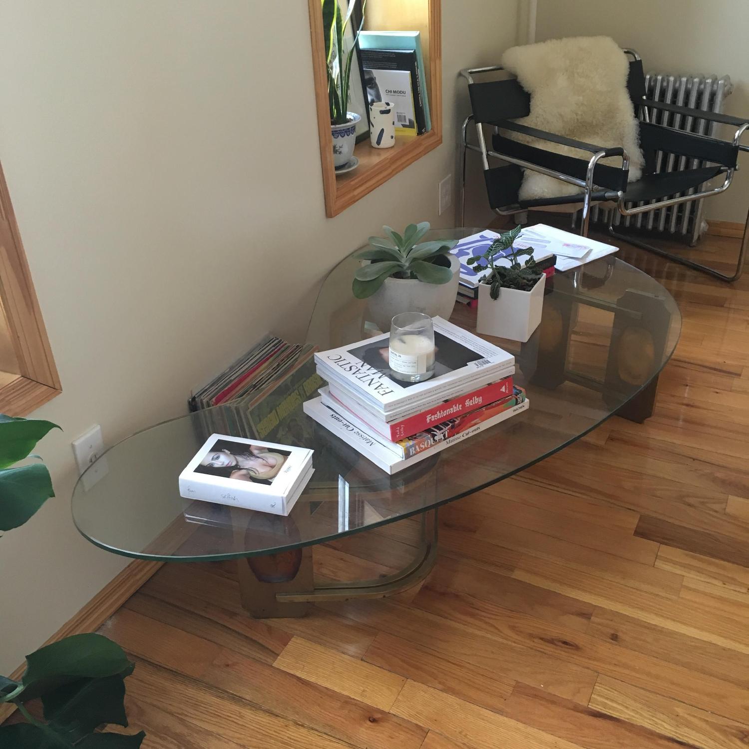 Mid Century Modern Glass Top Coffee Table - AptDeco