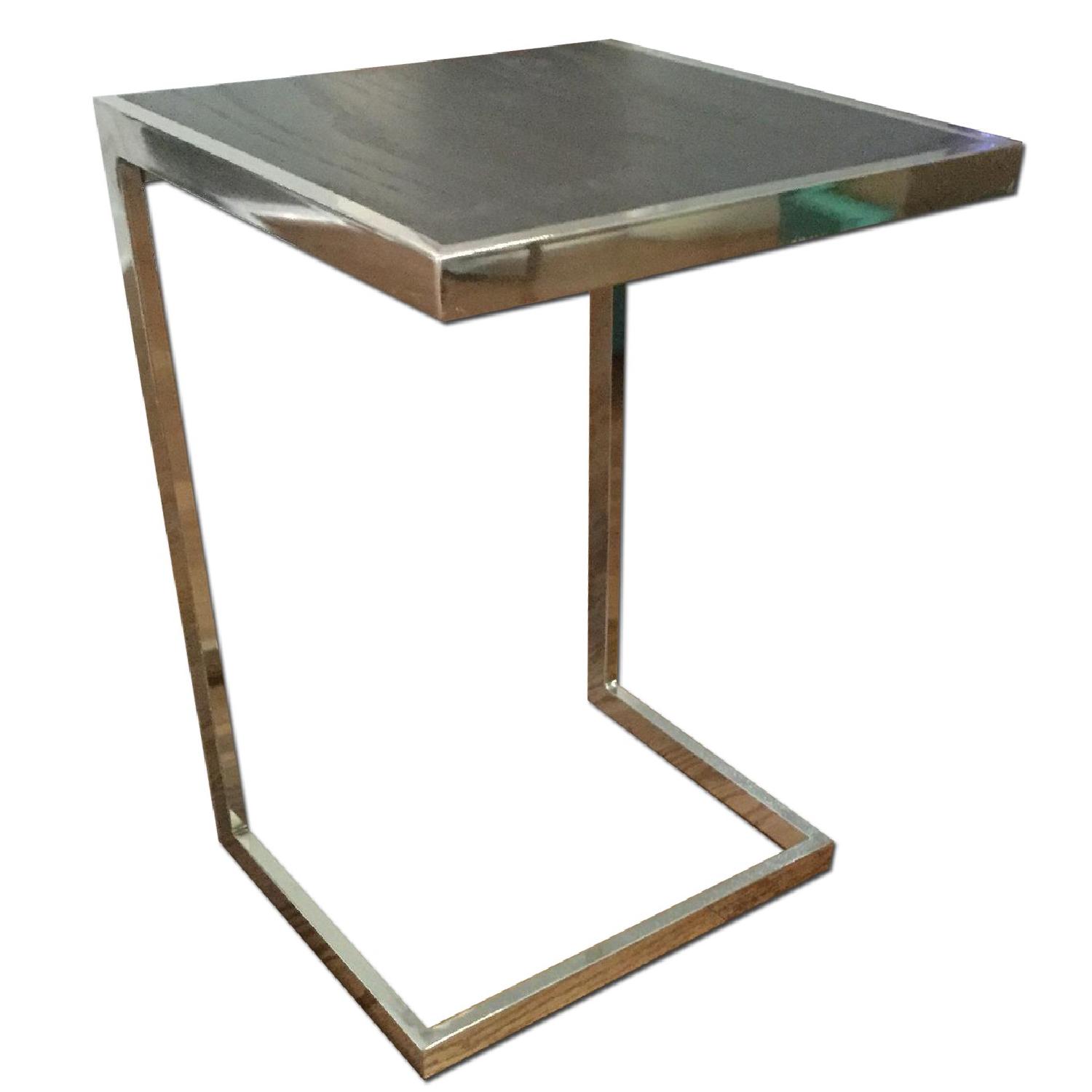 West Elm Modern Espresso/Chrome L Side Table - AptDeco