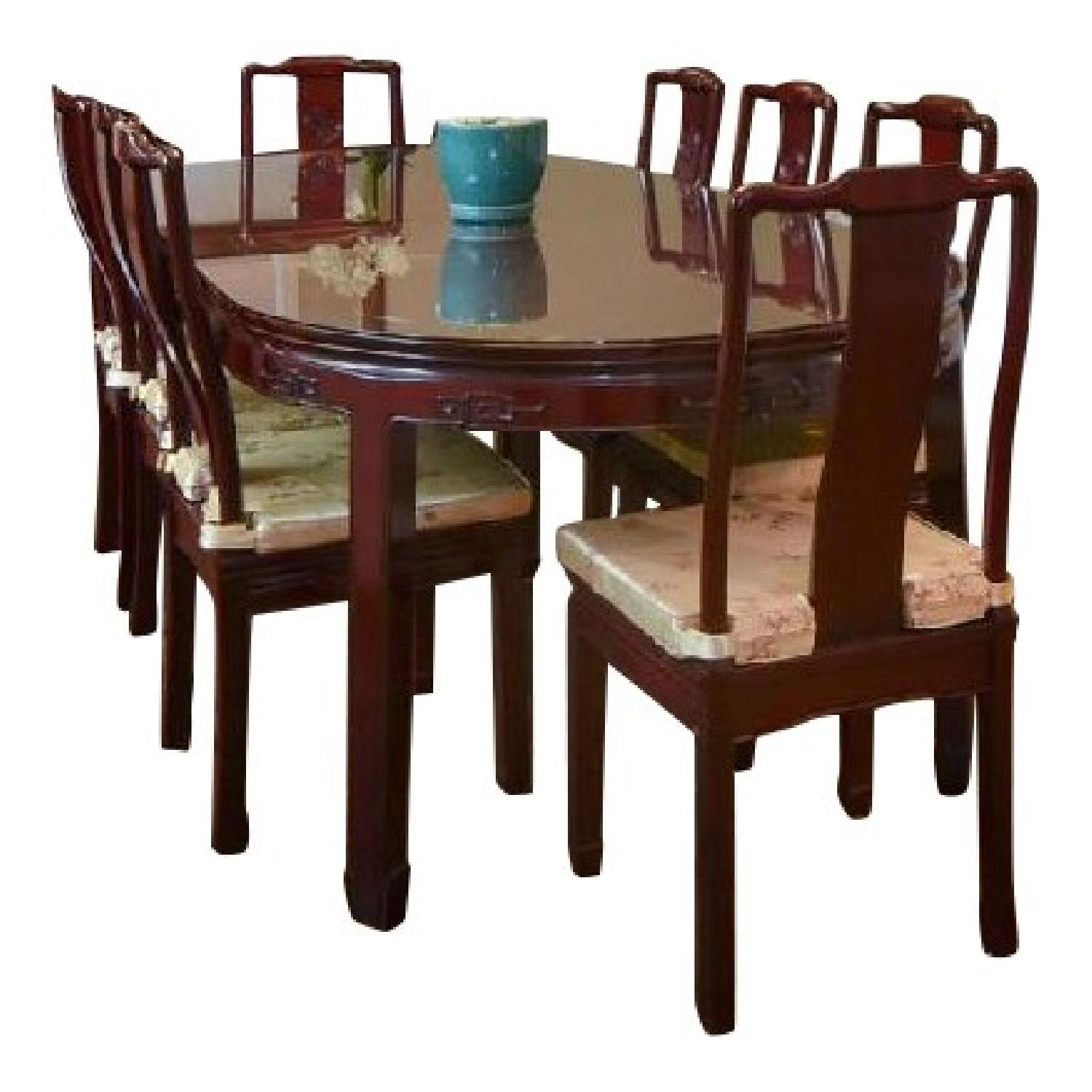Chinese Rosewood Dining Table w/ 8 Chairs - AptDeco