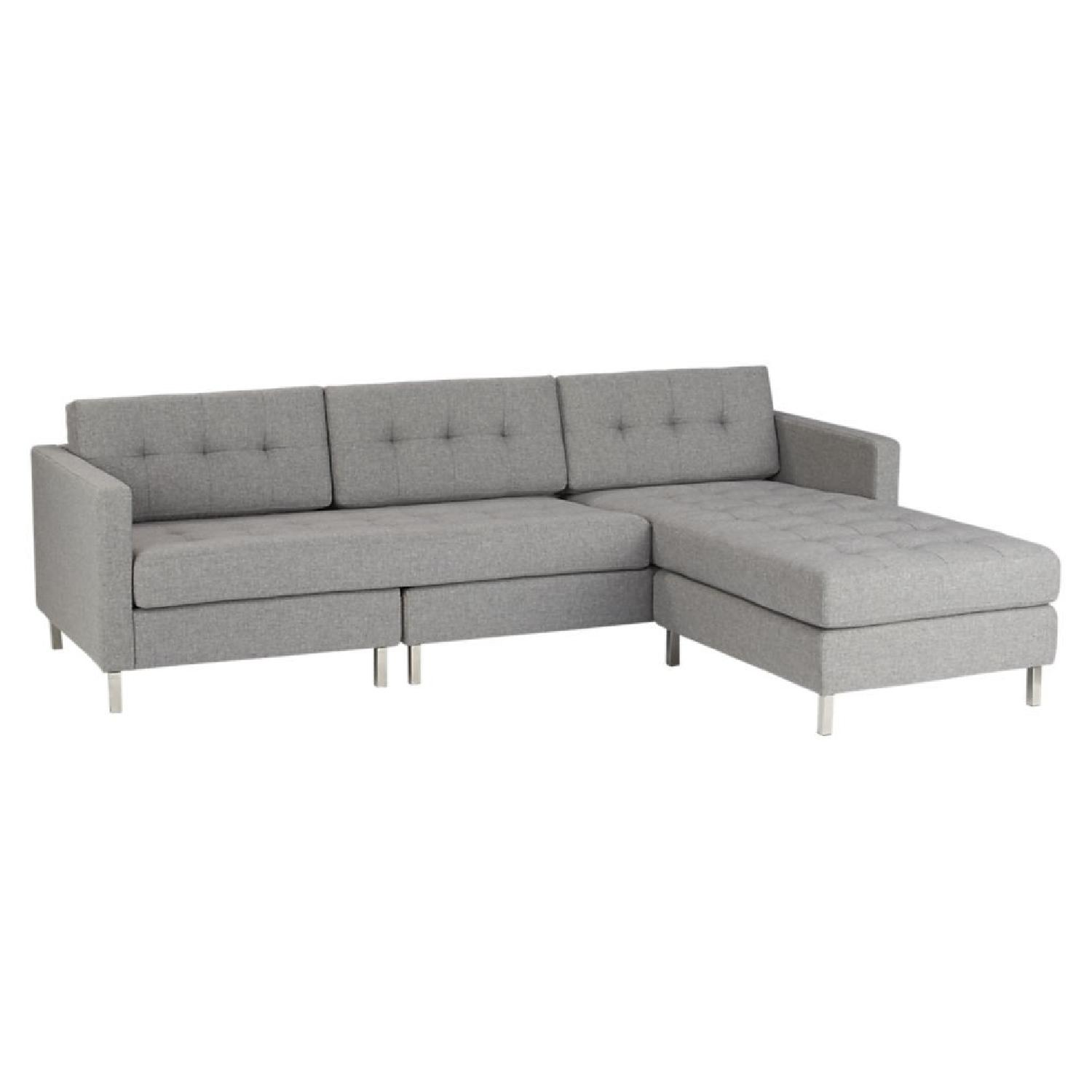 CB2 Ditto II Grey Sectional Sofa - AptDeco