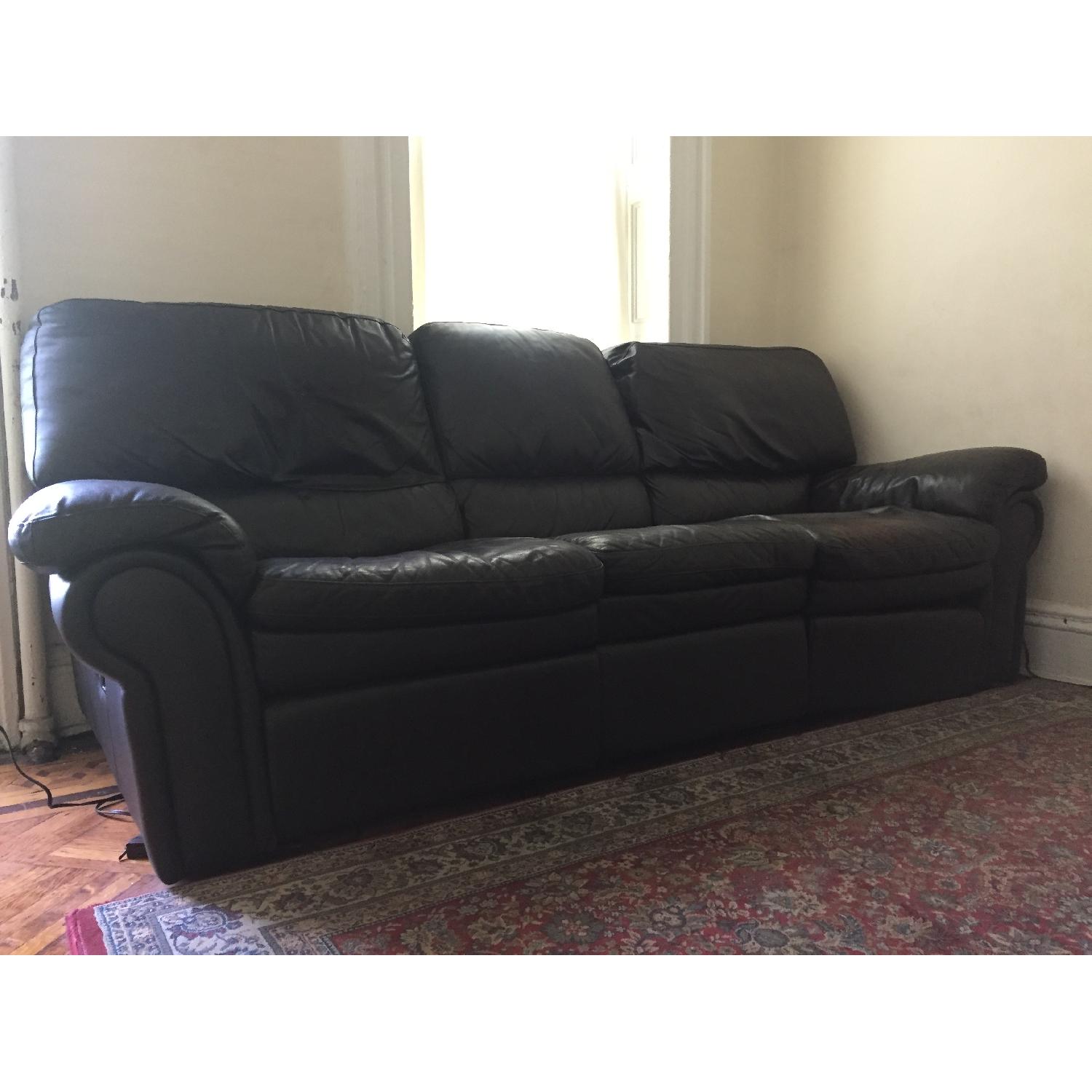 Ethan Allen Slate Brady Sofa w/ Reclining Seats - AptDeco