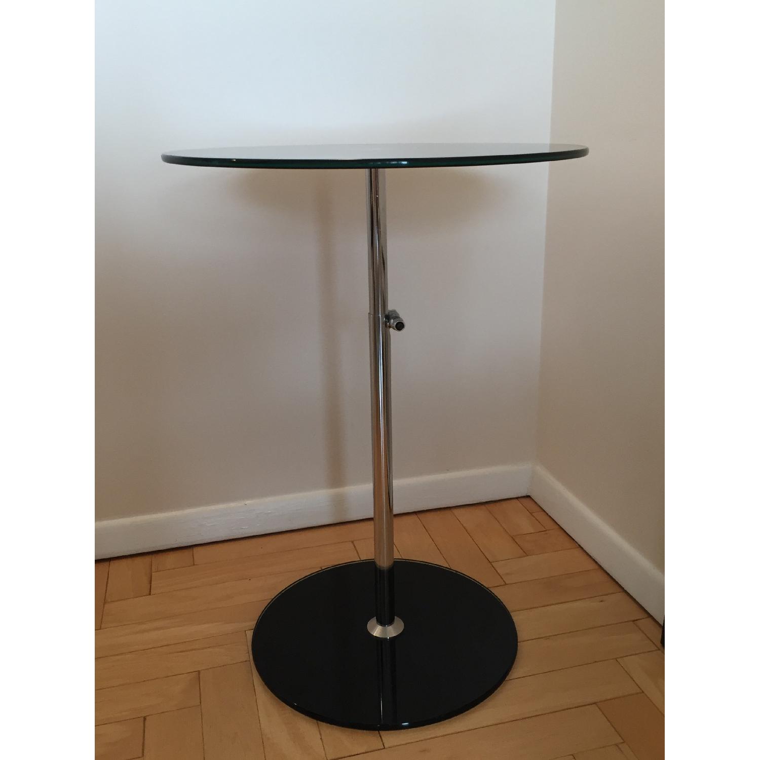 Modern Black Glass & Chrome Cocktail Table - AptDeco