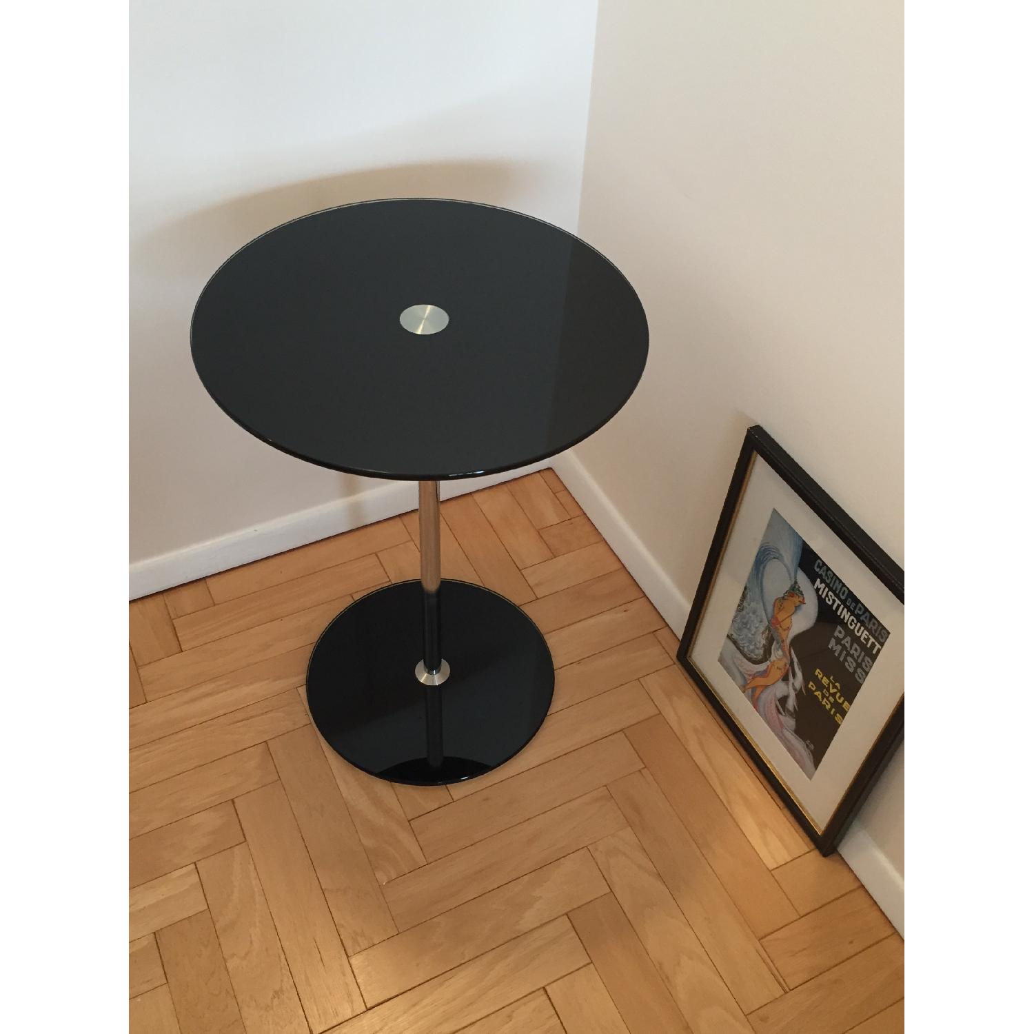 Modern Black Glass & Chrome Cocktail Table - AptDeco
