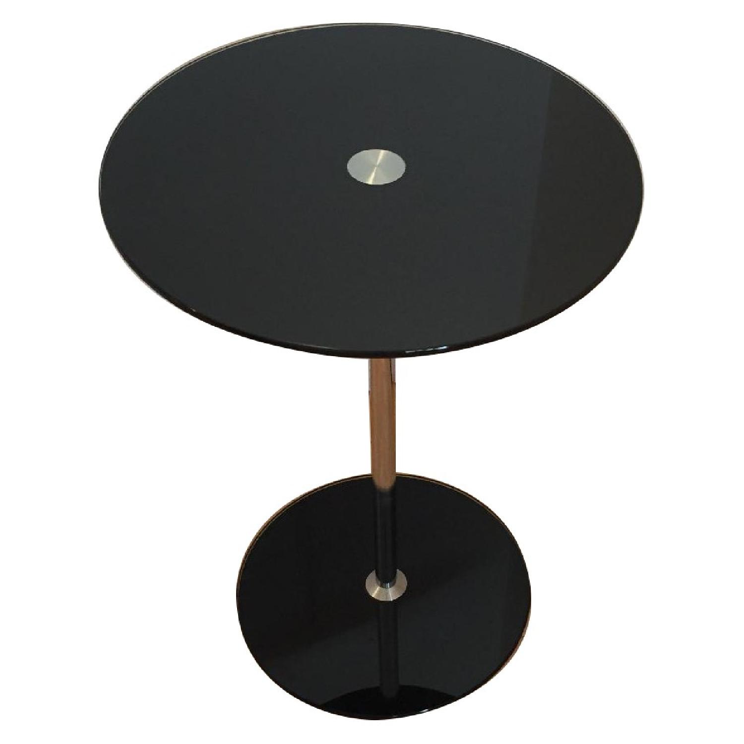 Modern Black Glass & Chrome Cocktail Table - AptDeco