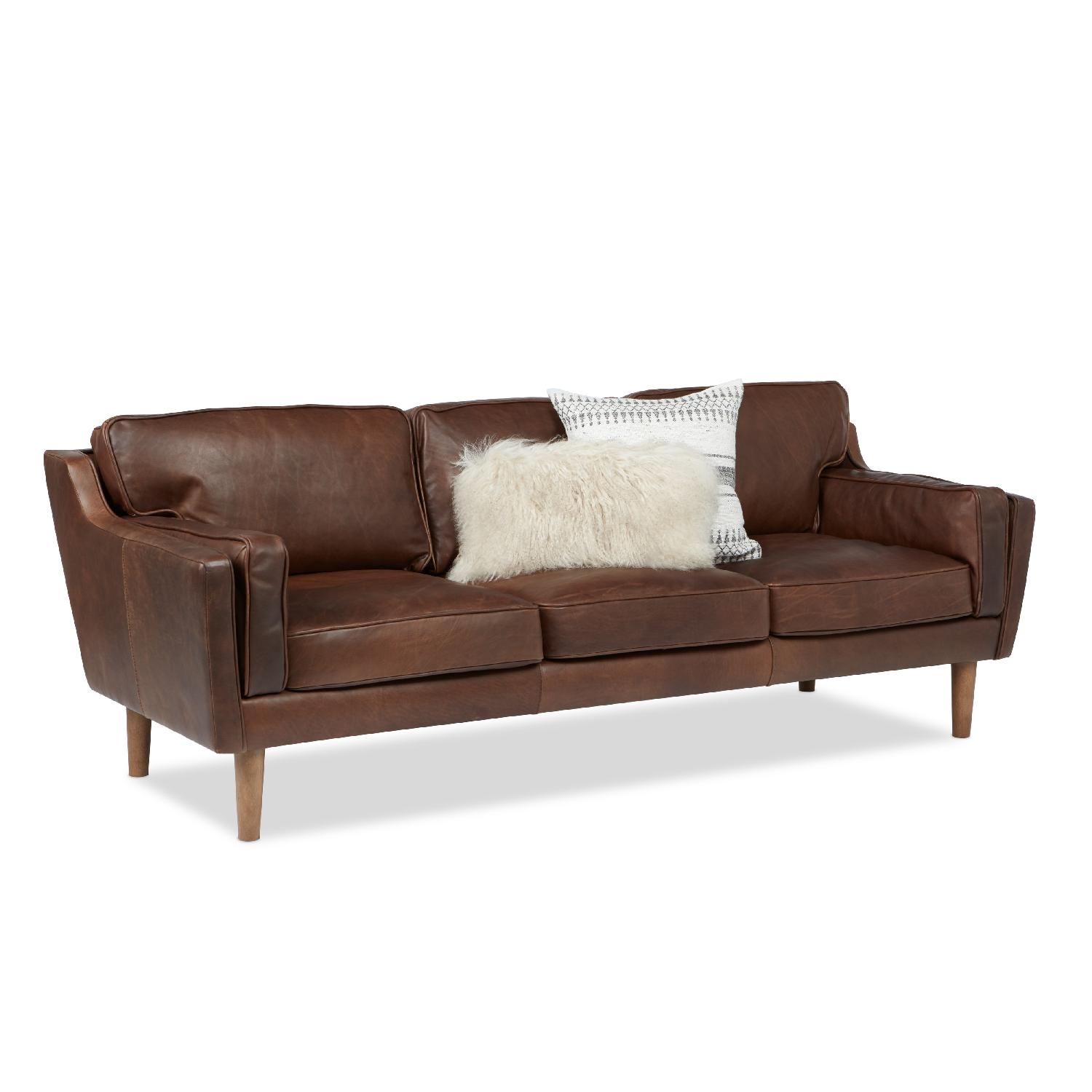 Carson Carrington Beatnik Leather Sofa in Columbus Chocolate - AptDeco