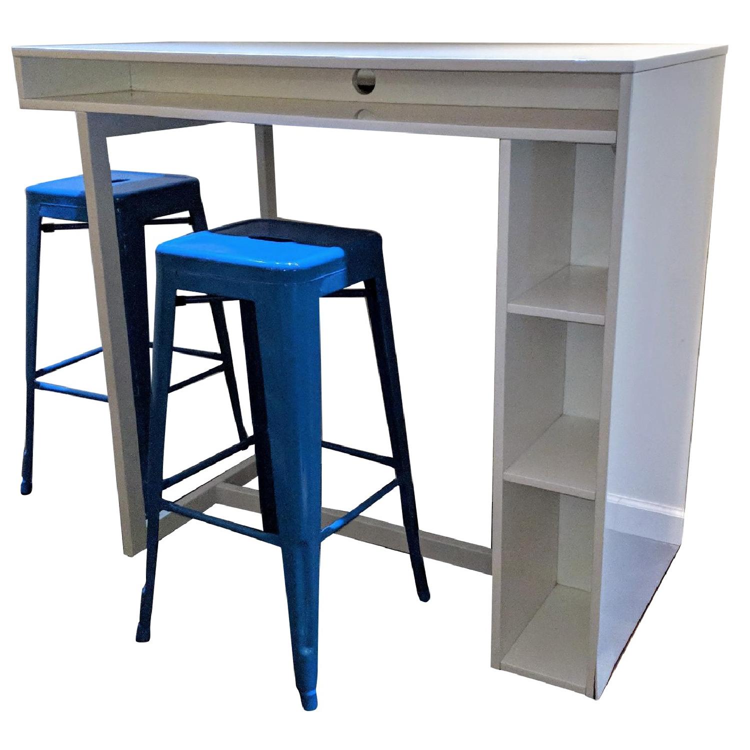 CB2 Public High Dining Table w/ 2 Stools - AptDeco