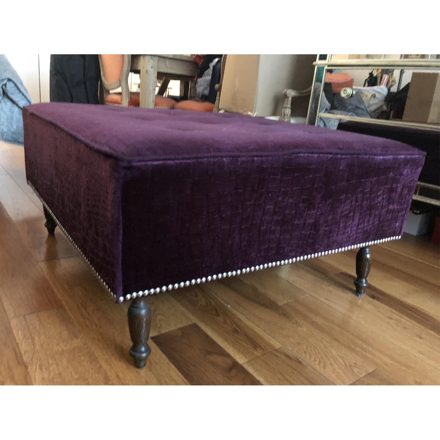 Custom Purple Tufted Ottoman - AptDeco