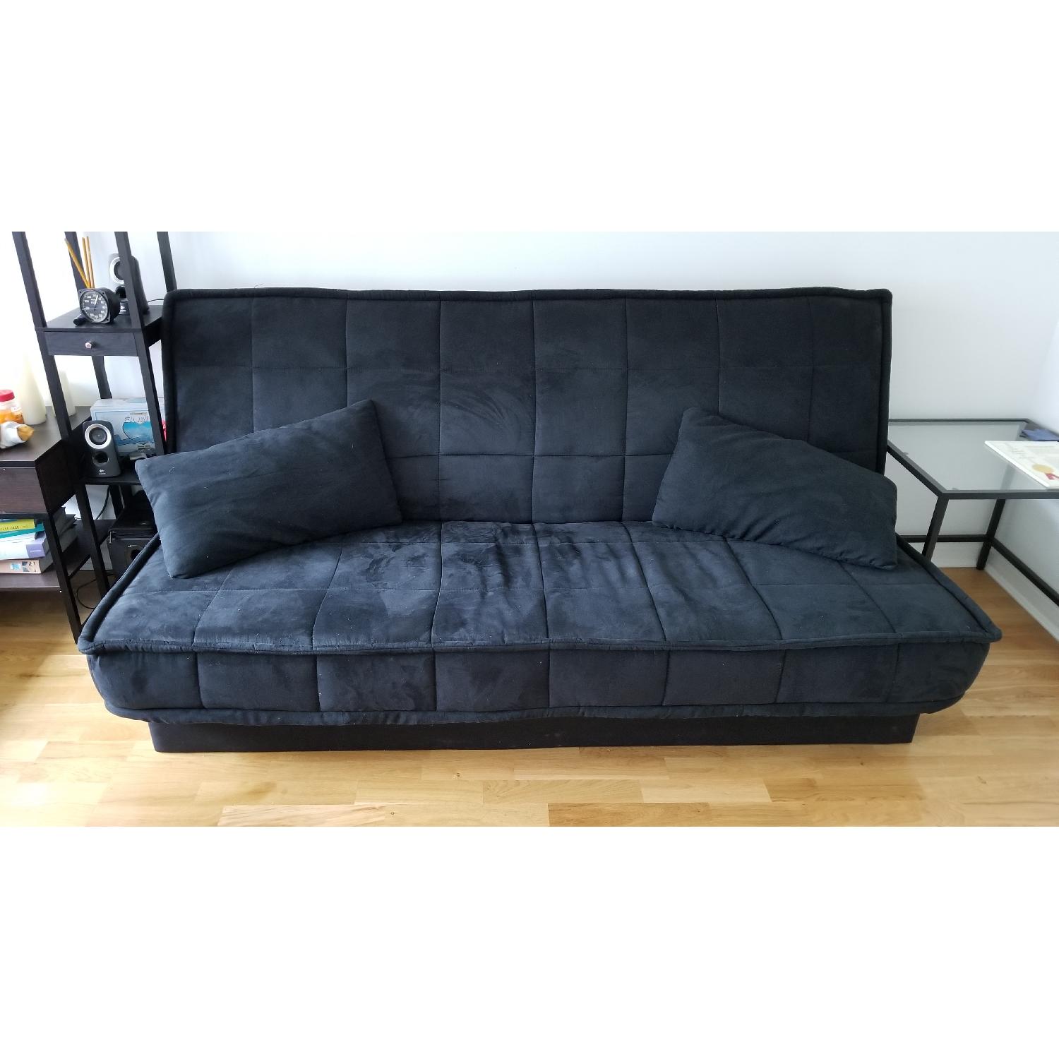 Sauder Lincoln Black Futon w/ Storage - AptDeco