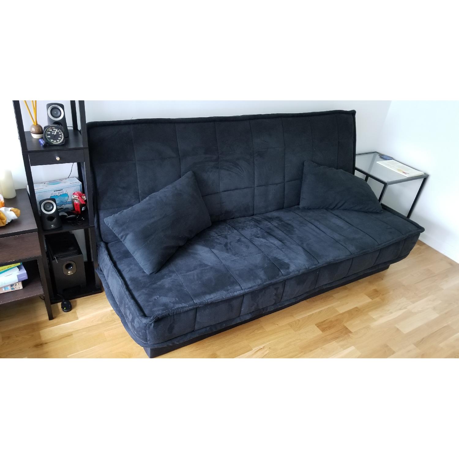 Sauder Lincoln Black Futon w/ Storage - AptDeco