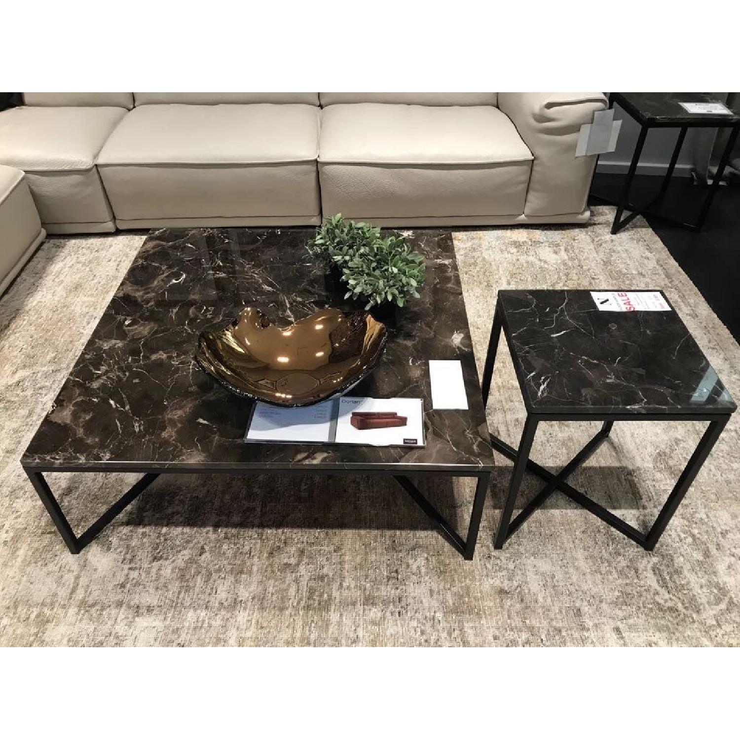 Natuzzi Titano Marble Coffee Table + Side Table - AptDeco