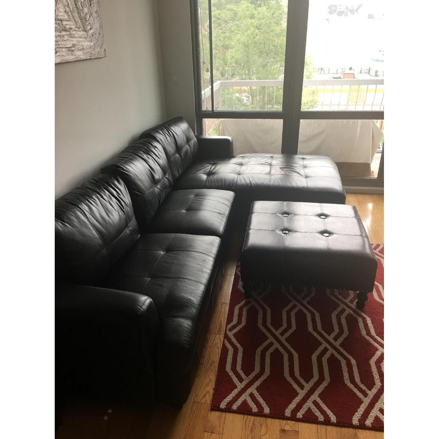 Wayfair Black Faux Leather Sectional Sofa - AptDeco