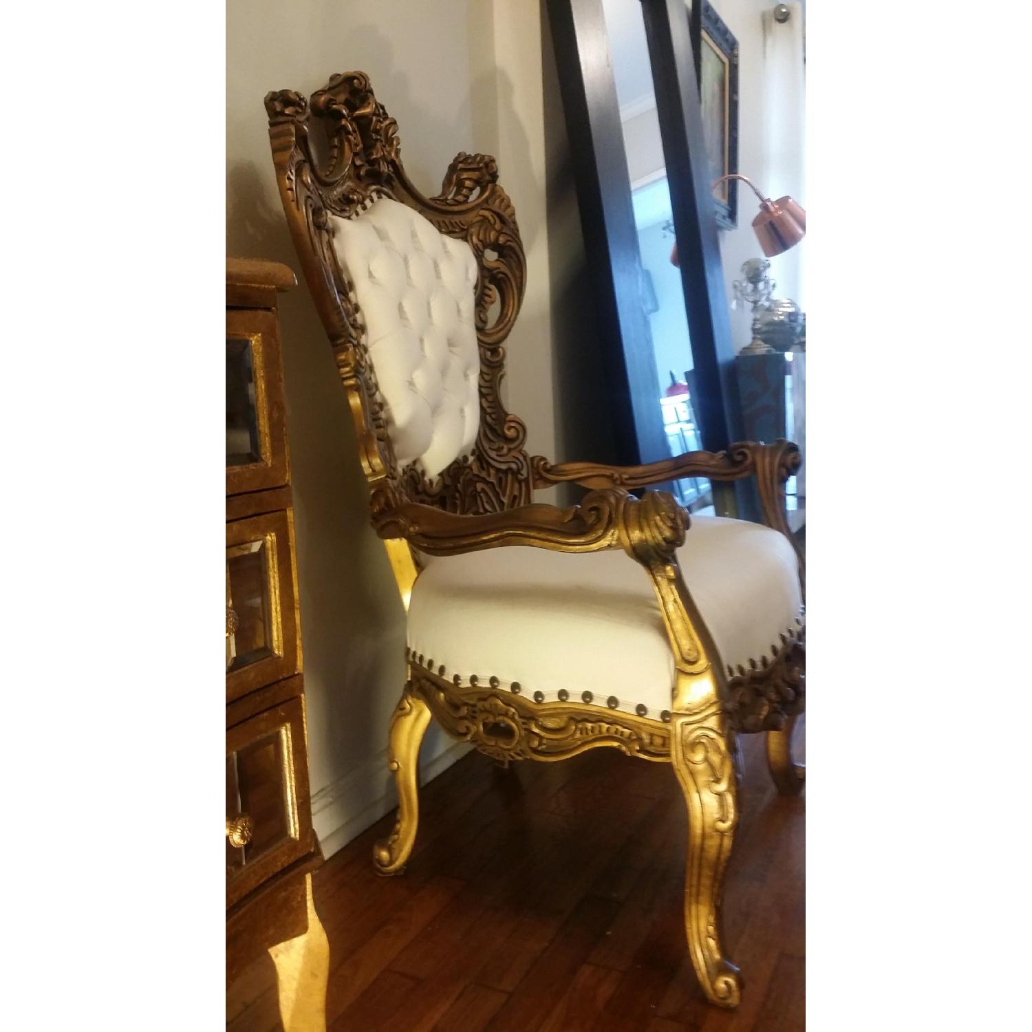 White Antique Baroque Throne Chair - 2 Available - AptDeco