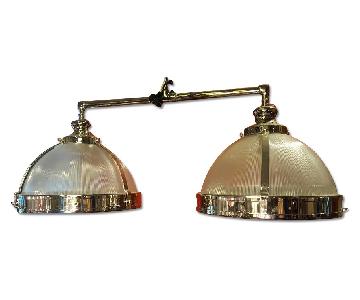 Chrome & Glass Double Pendant Light Fixture - AptDeco